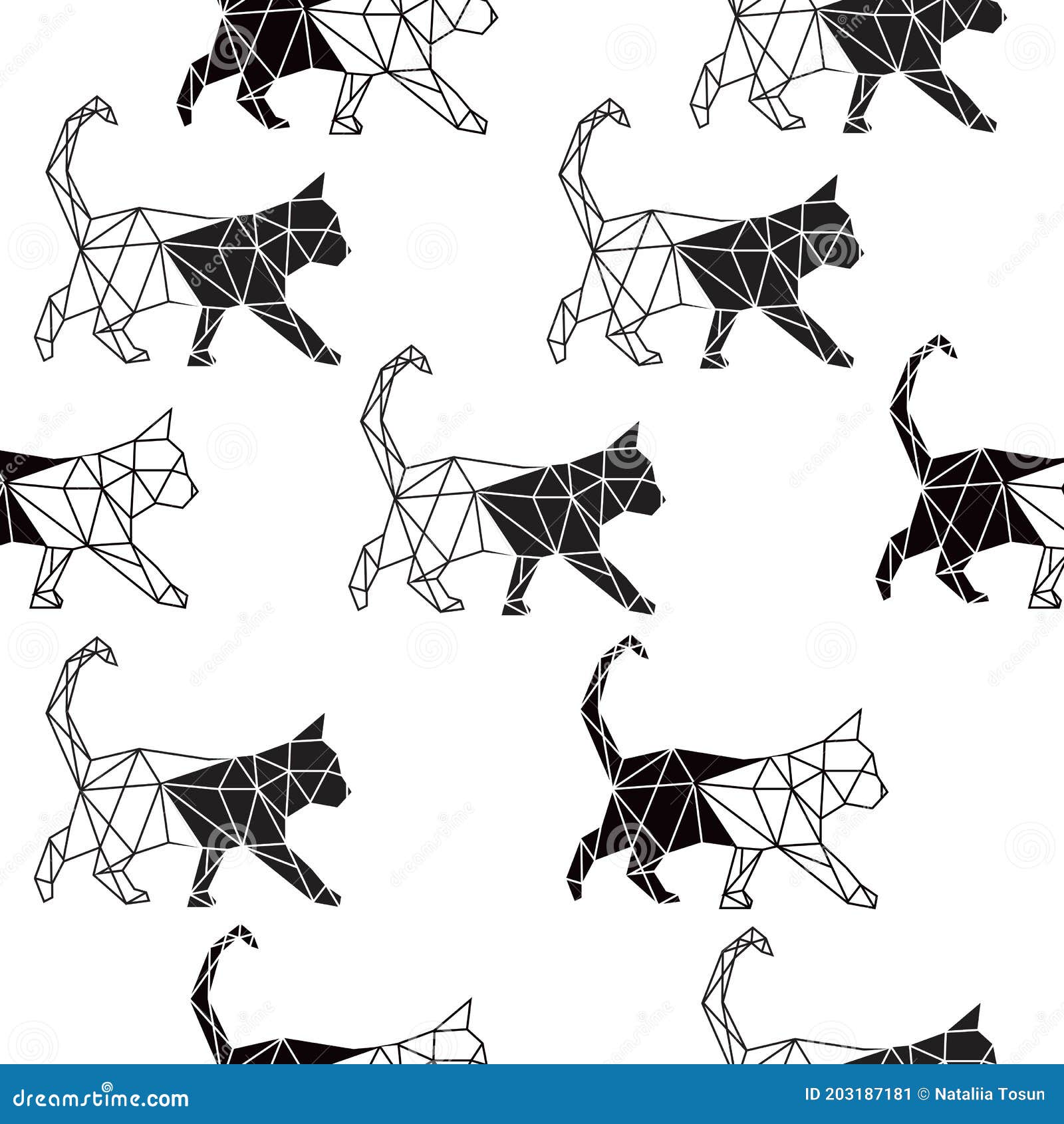 Print Geometric Cat Walking. Vector Pattern Illustration. Stock Vector ...