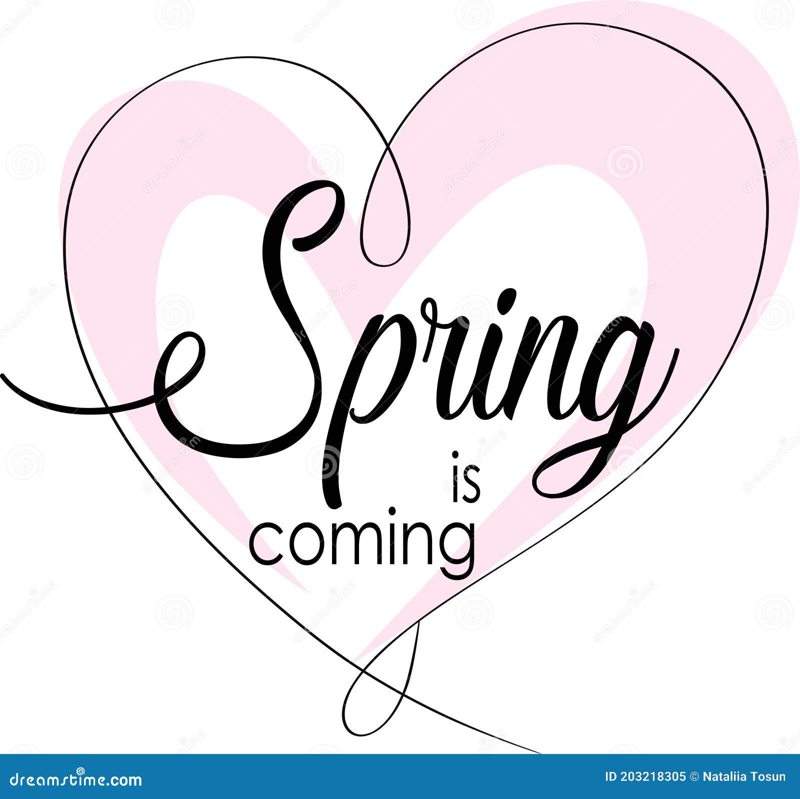 Print Spring is Coming. Heart with Text. Art Vector Illustration. Stock ...