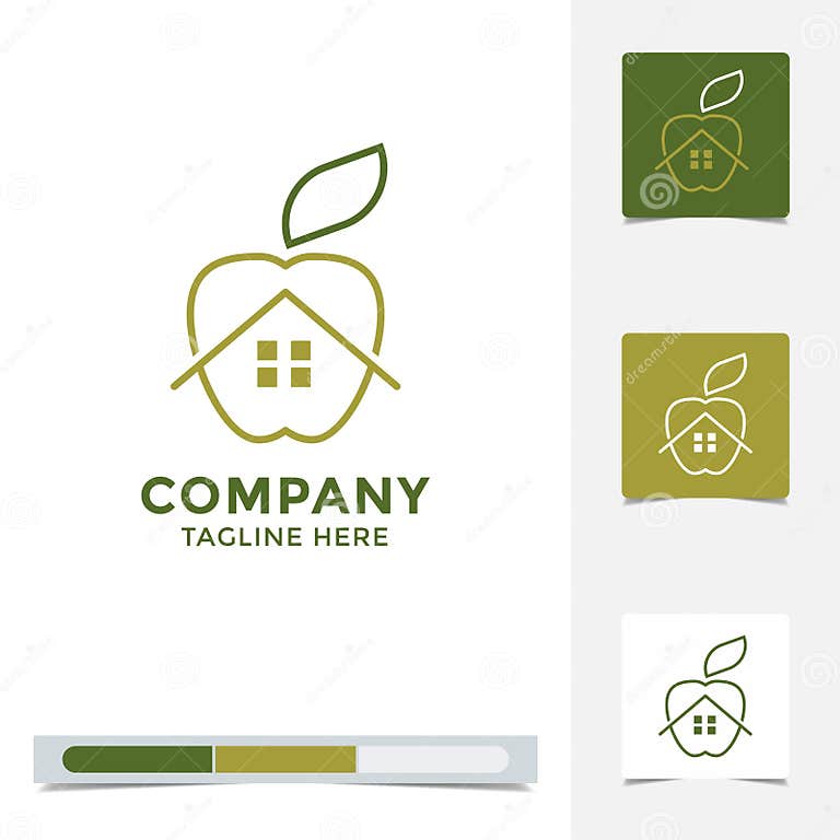 Apple Home Logo Design Template Stock Vector - Illustration of care ...