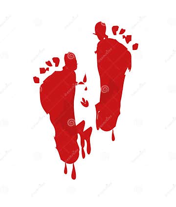 Blood footprint stock vector. Illustration of graphic - 203343495