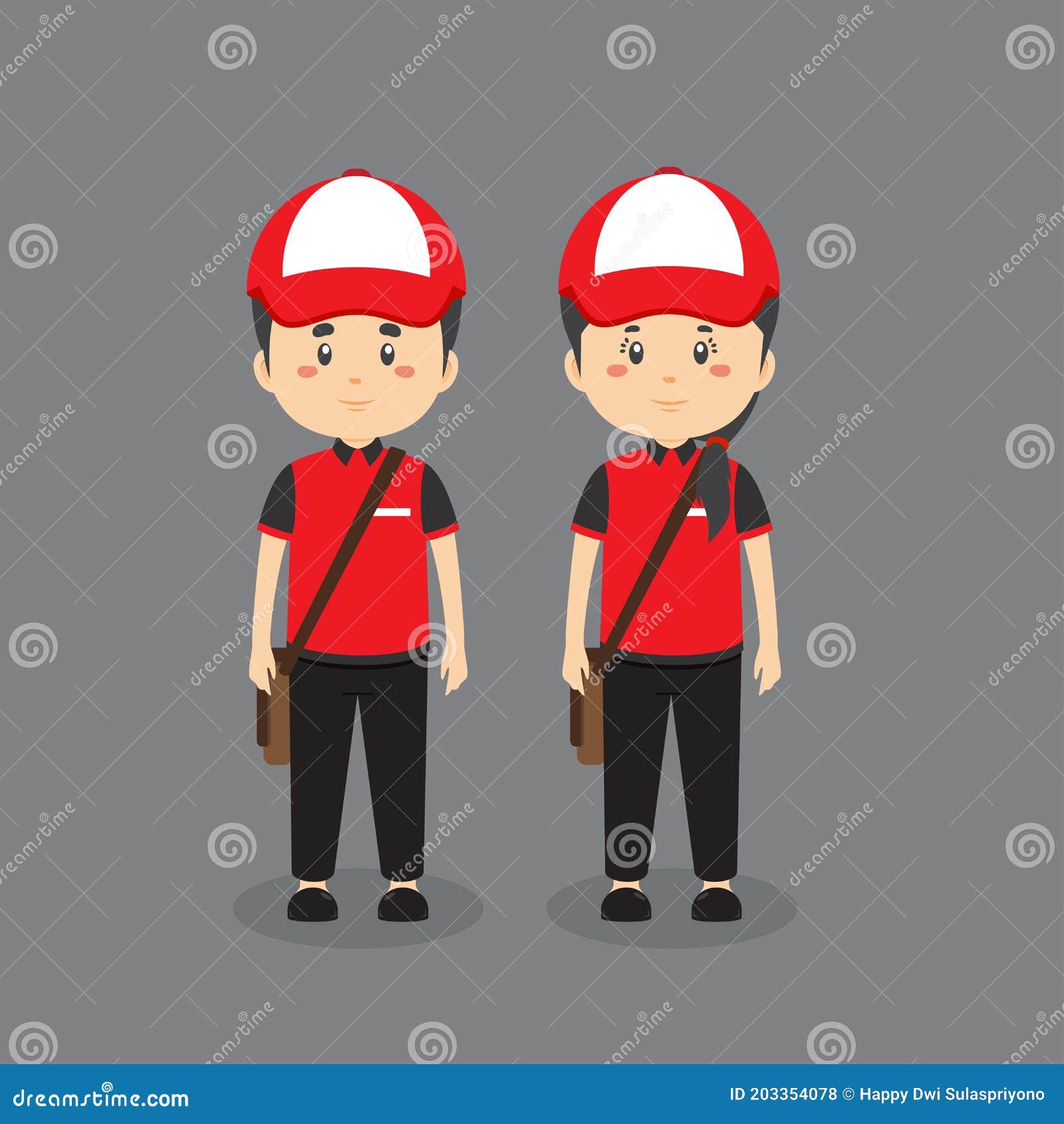 Couple Character Wearing Delivery Uniform Stock Vector - Illustration ...