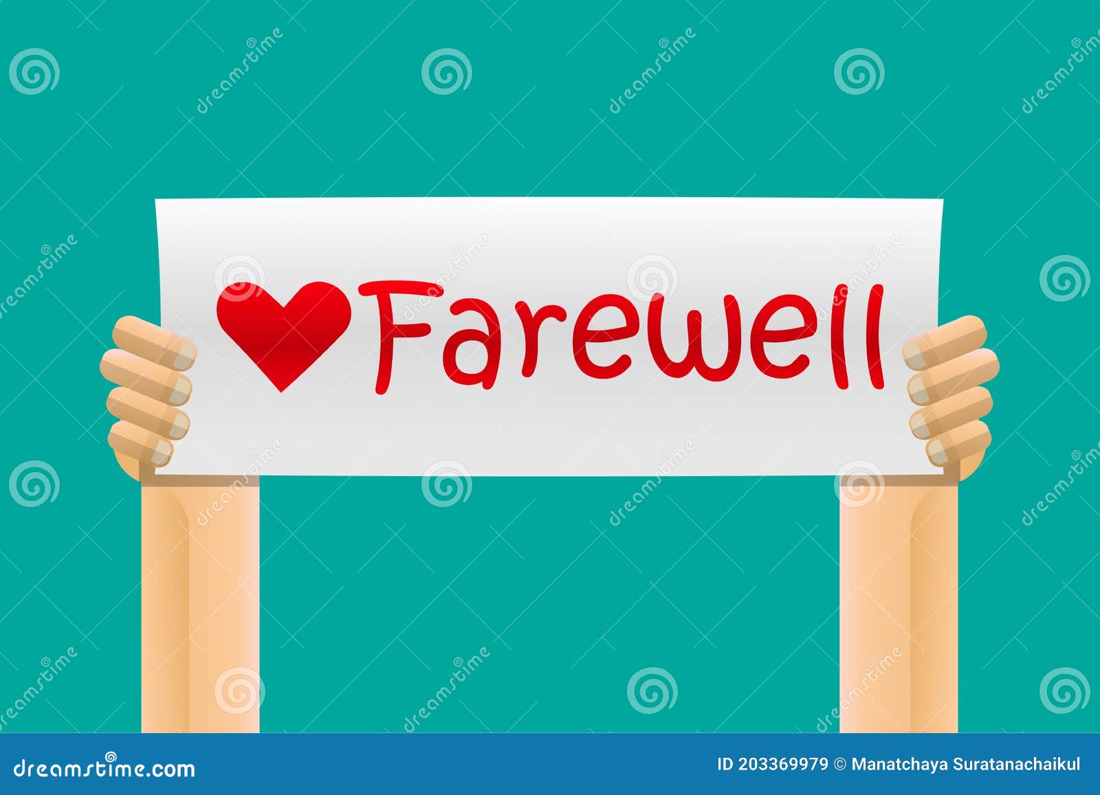 Hand holding farewell sign stock vector. Illustration of exit - 203369979