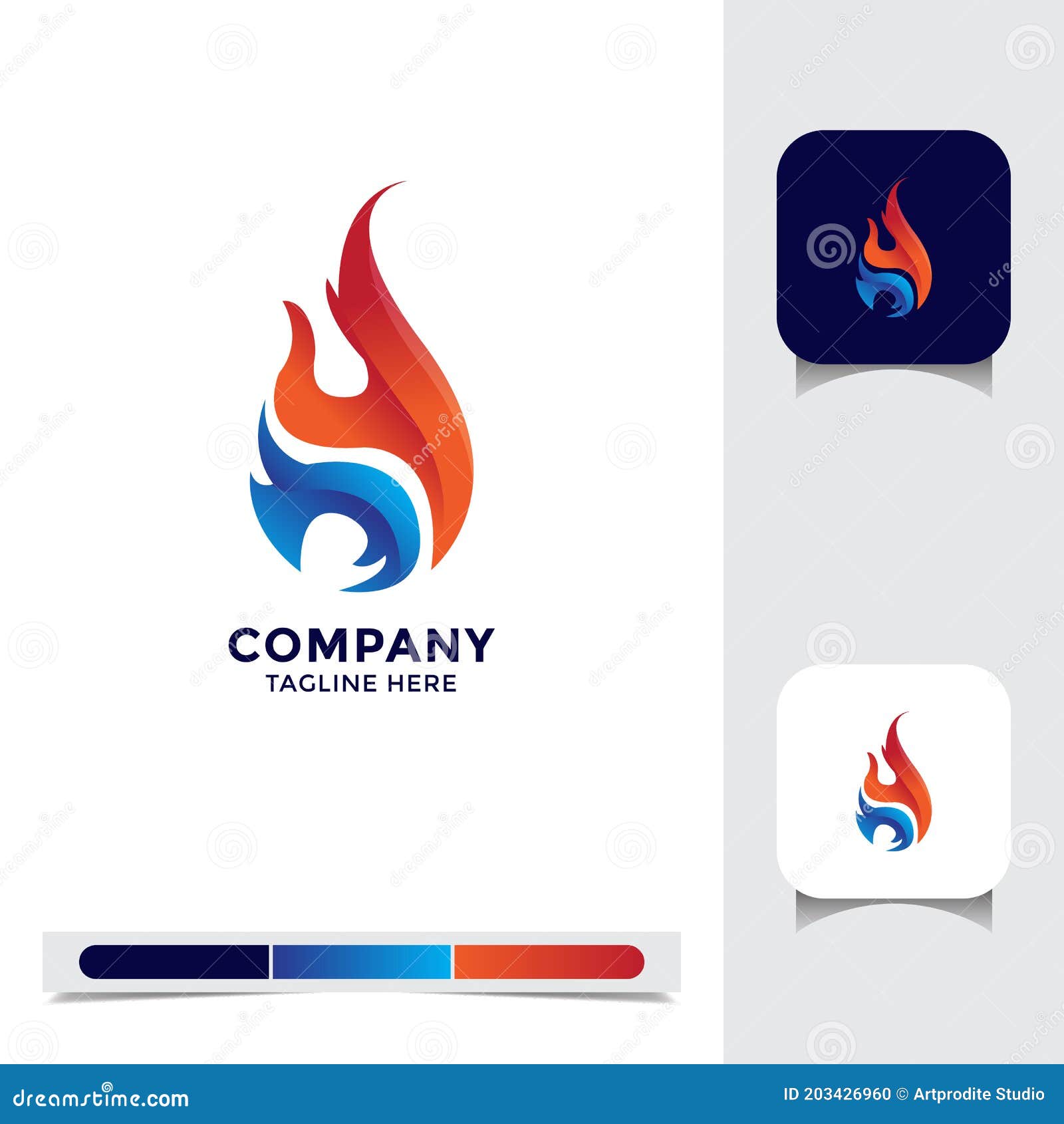 Logo Vector Design of Abstract Fire Red and Blue Stock Vector ...