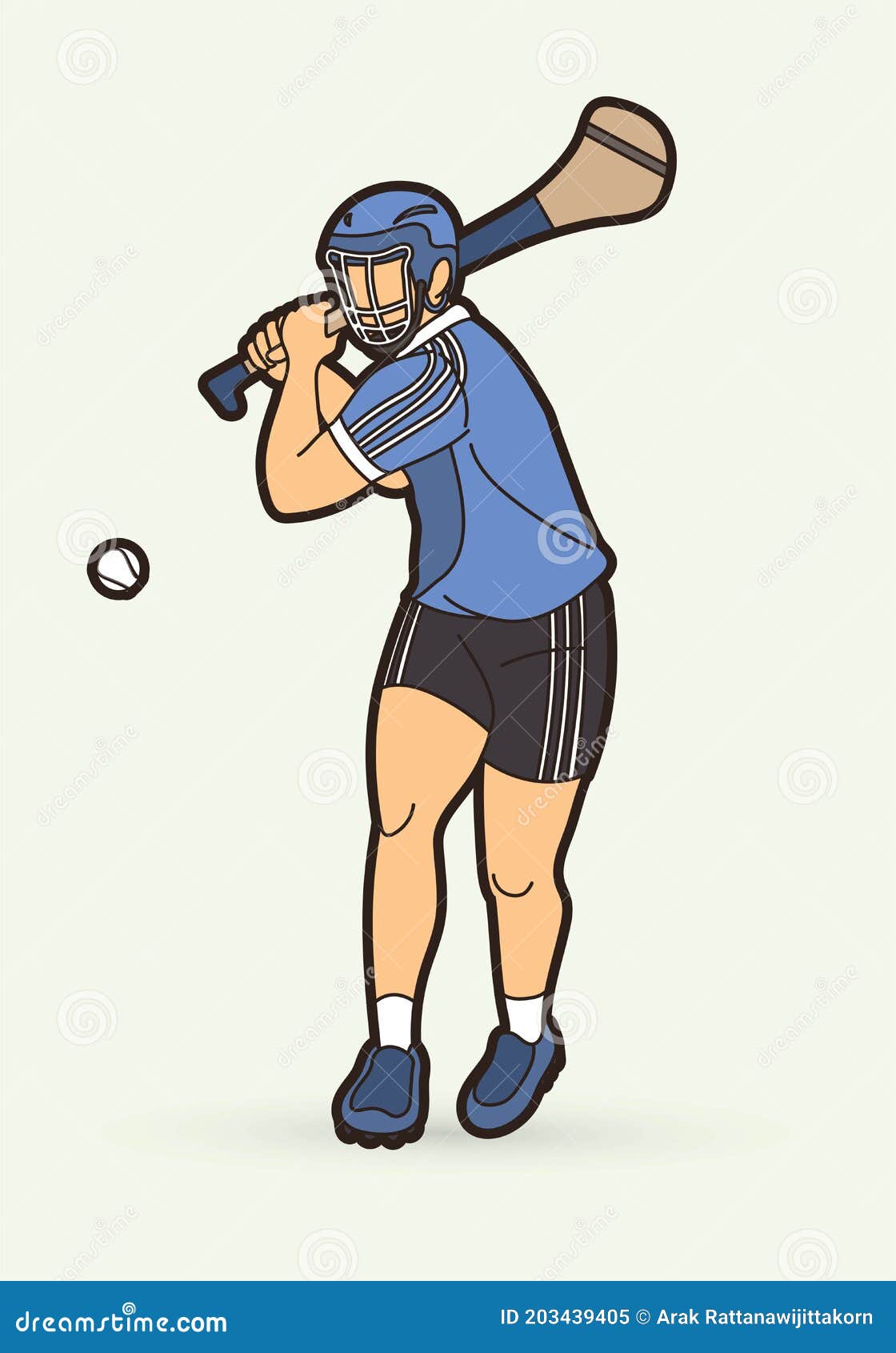 Hurling Sport Player Action. Irish Hurley Sport Cartoon Graphic Vector ...