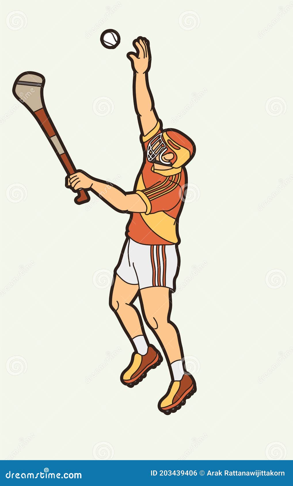Hurling Sport Player Action. Irish Hurley Sport Cartoon Graphic Vector ...