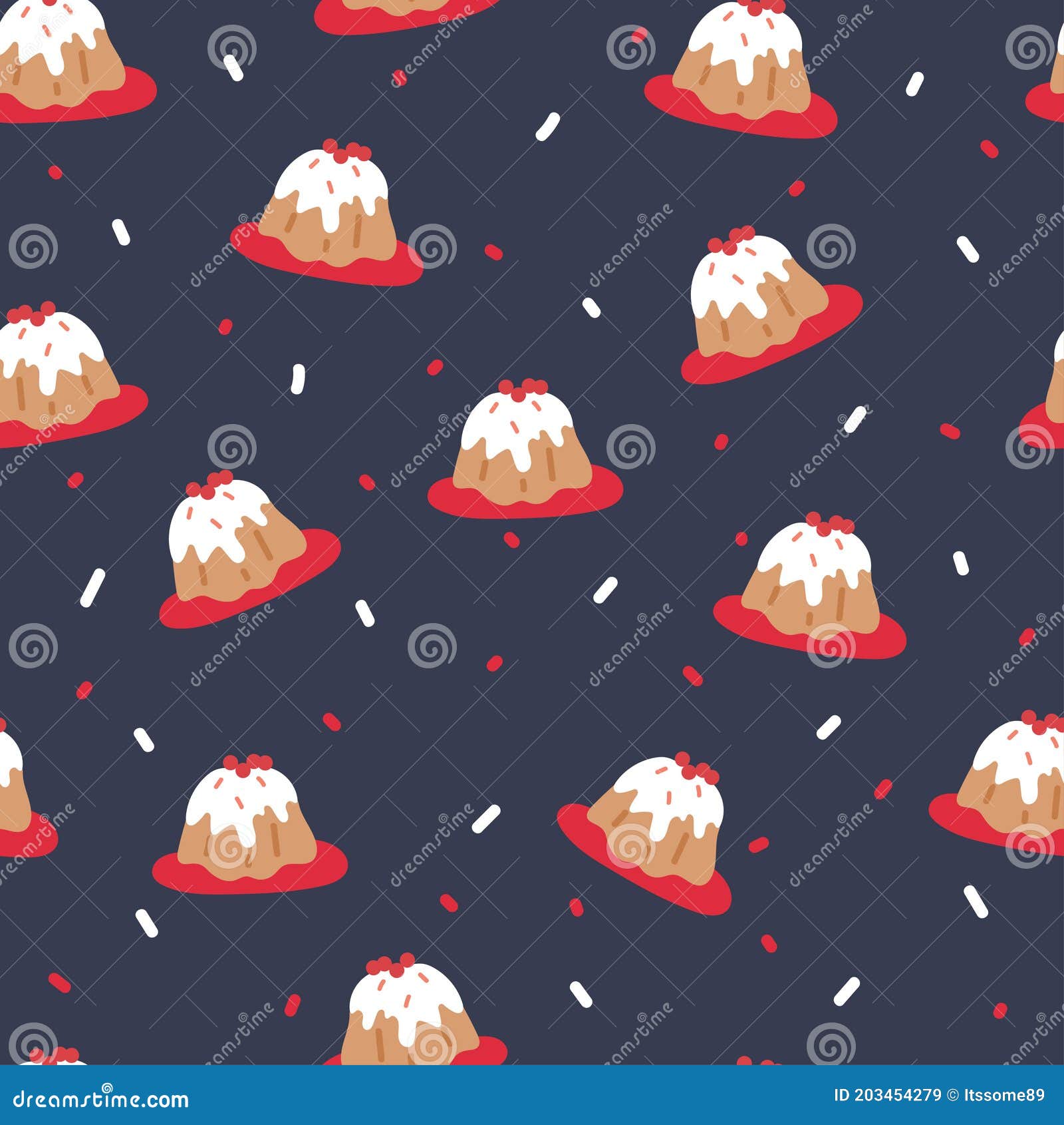 Seamless Pattern with Cartoon Pudding. for Fabric Print, Textile, Gift ...