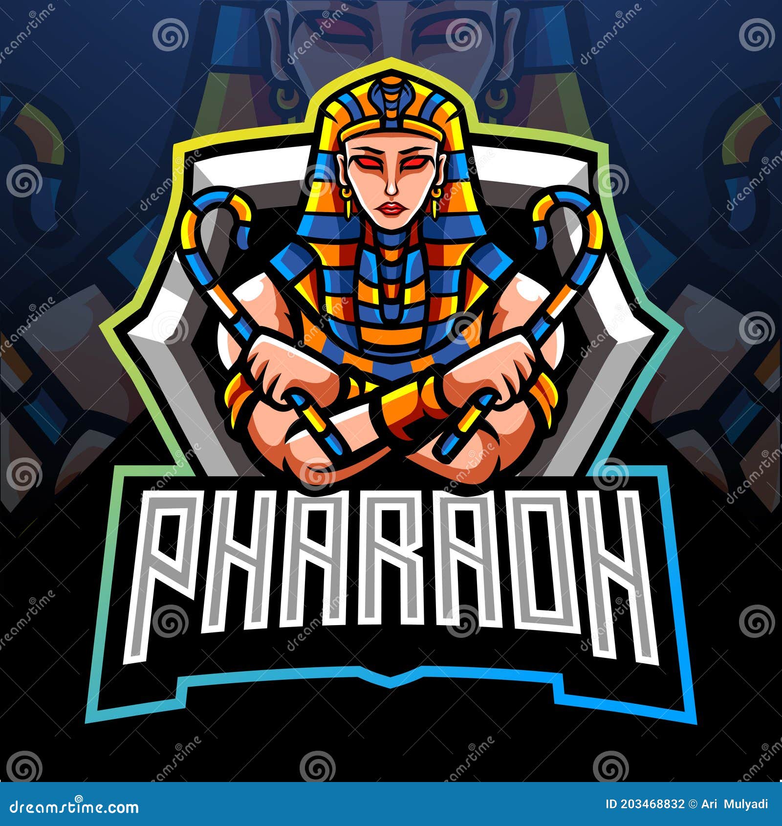 Pharaoh Mascot. Esport Logo Design Vector Illustration | CartoonDealer ...