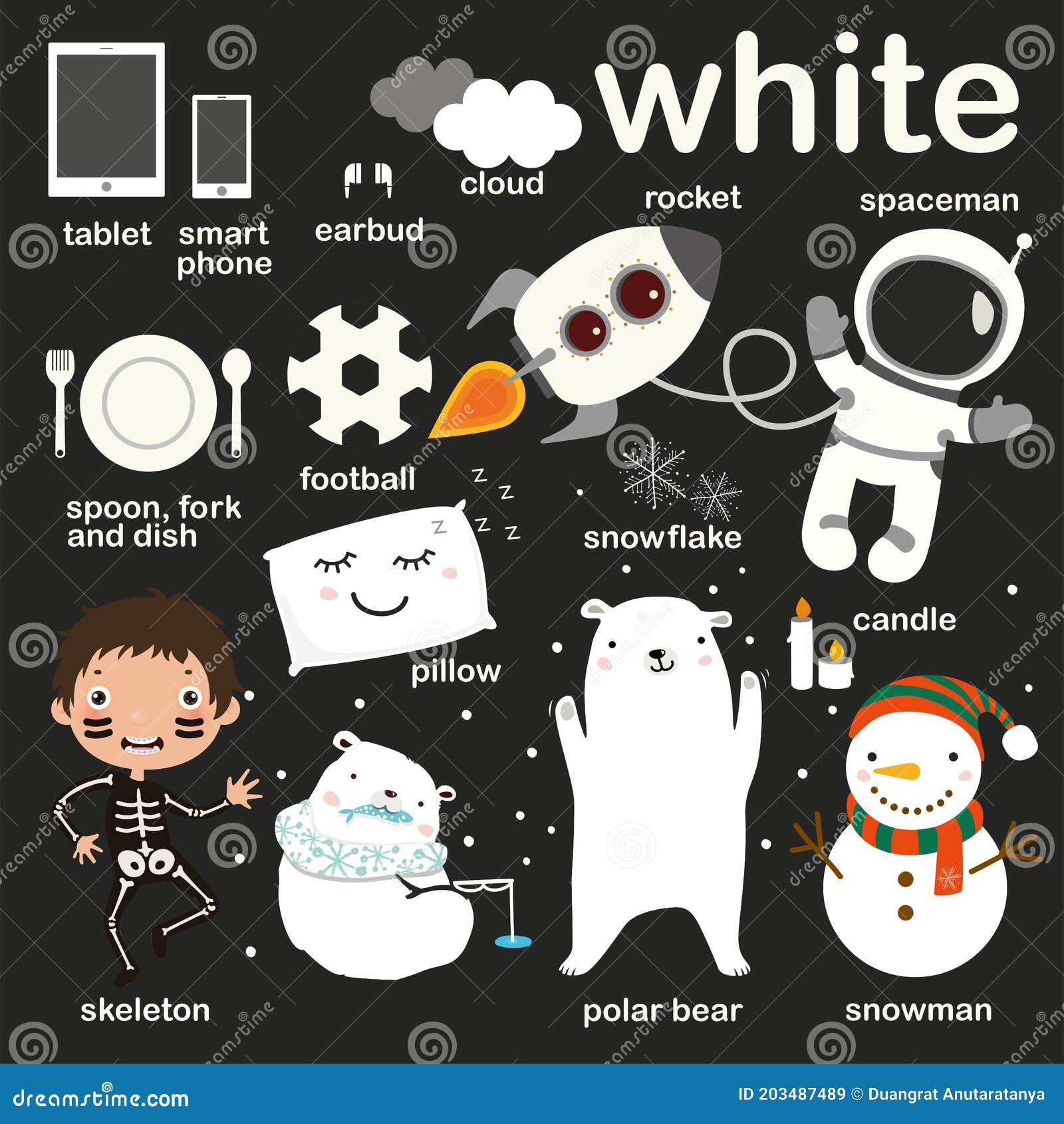 White Color, Learn for Preschool, English Vocabulary, Kids, Children ...