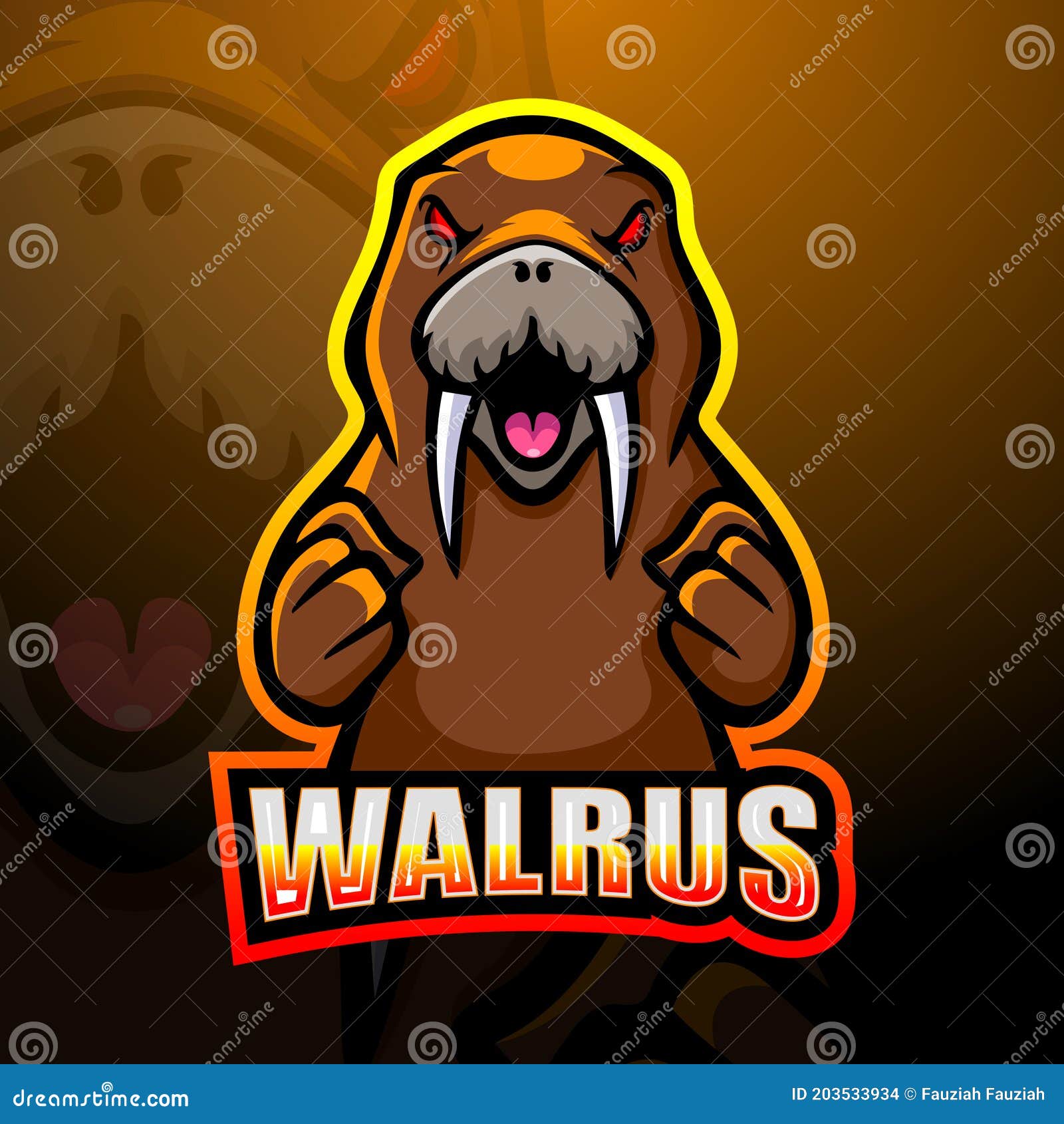 Walrus Mascot Esport Logo Design Stock Vector - Illustration of club ...