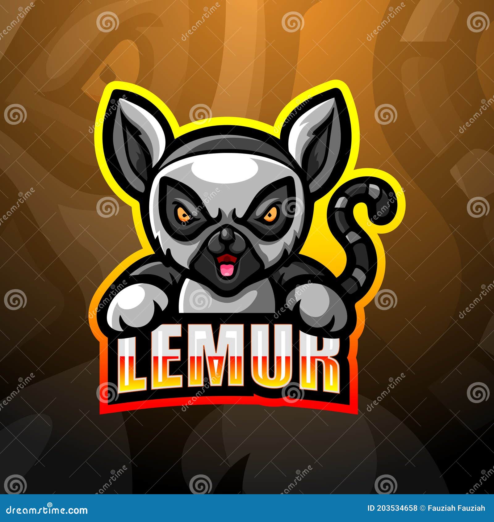 Angry Lemur In Surrealistic Portrait On Blue Background Stock Photo ...