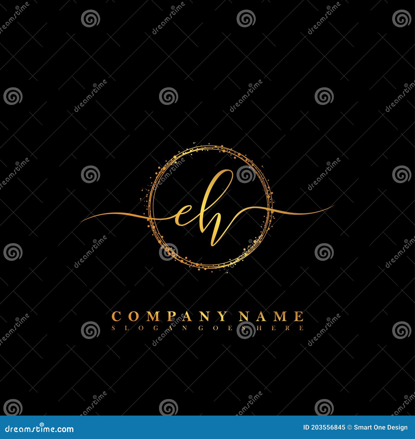 Initial Letter EH Beauty Handwriting Logo Vector Stock Vector ...