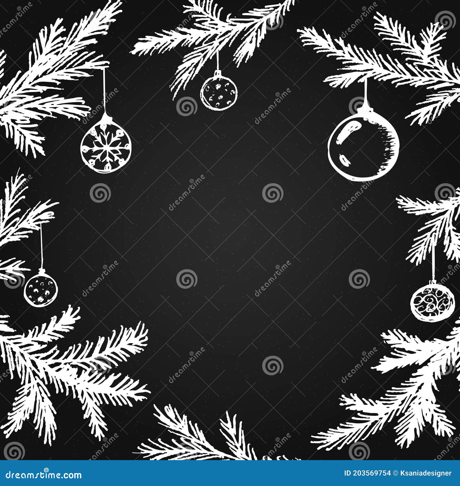 Winter Chalk and Blackboard Hand Drawn Illustrations. Design Template ...