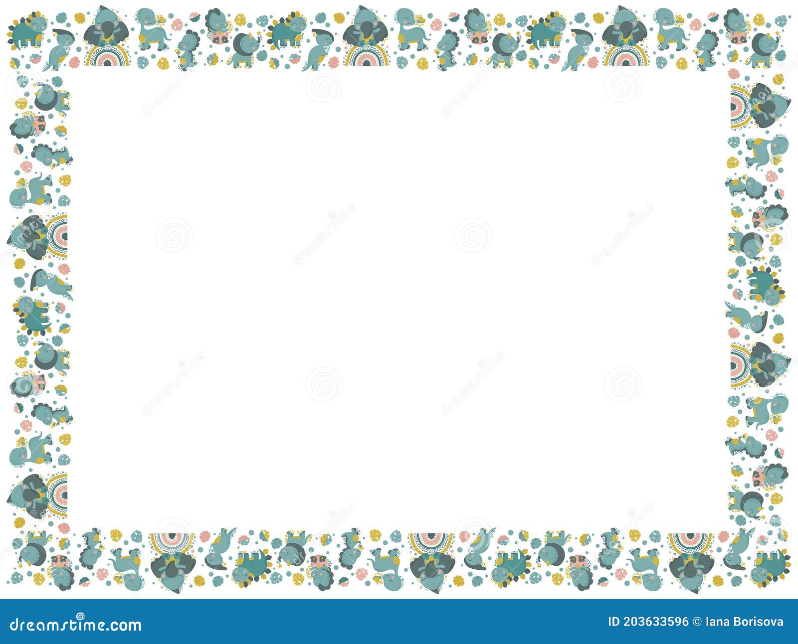 Rectangular Frame with Place for Text from Cute Cartoon Joyful Kawaii ...