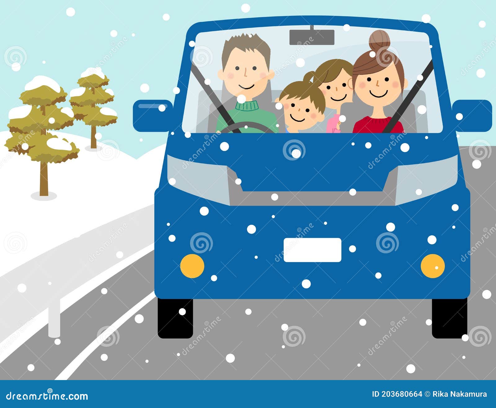 Nice family to drive stock vector. Illustration of japanese - 203680664