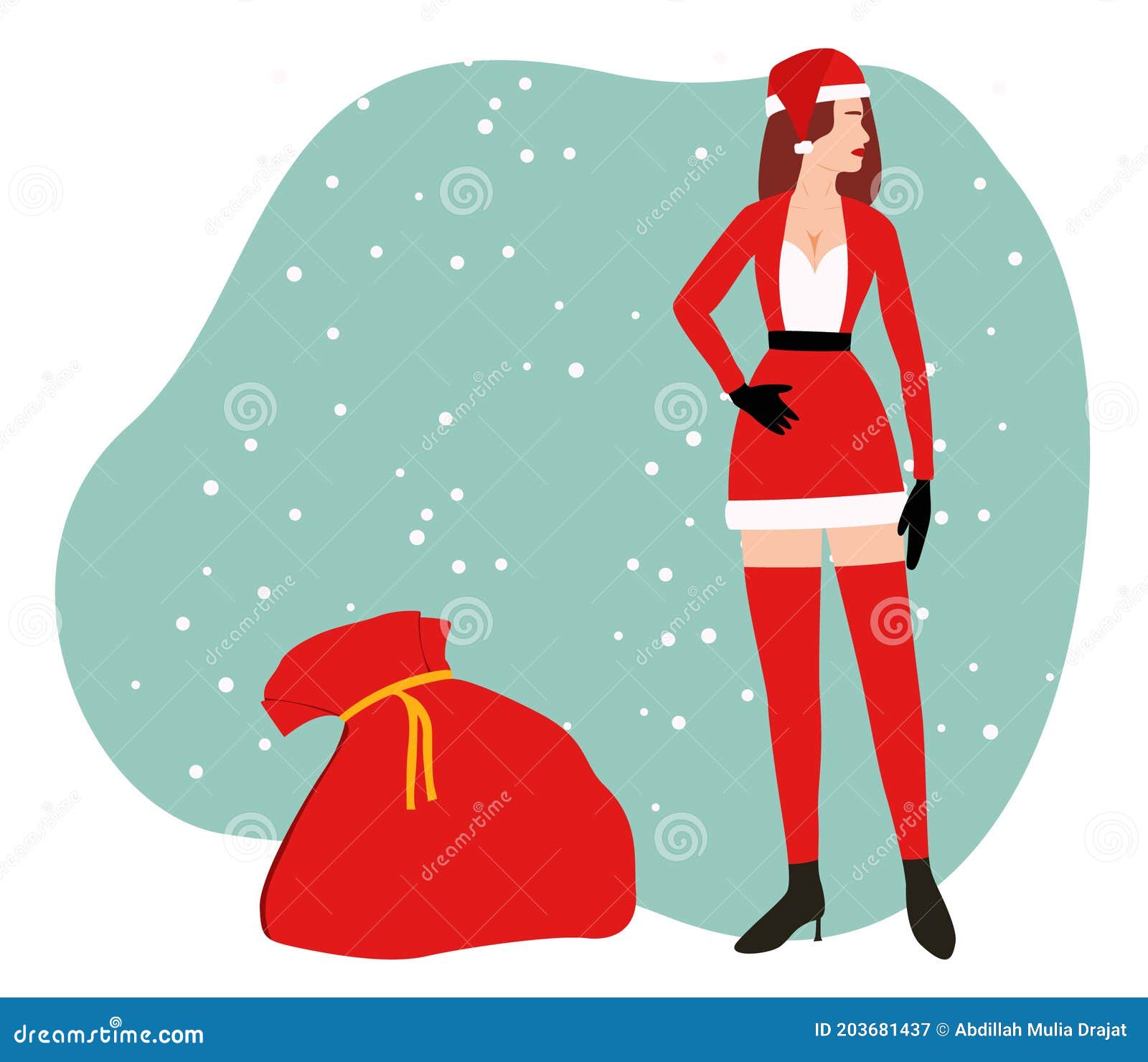 A Woman Using Santa Costume for a Girl Stock Vector - Illustration of ...