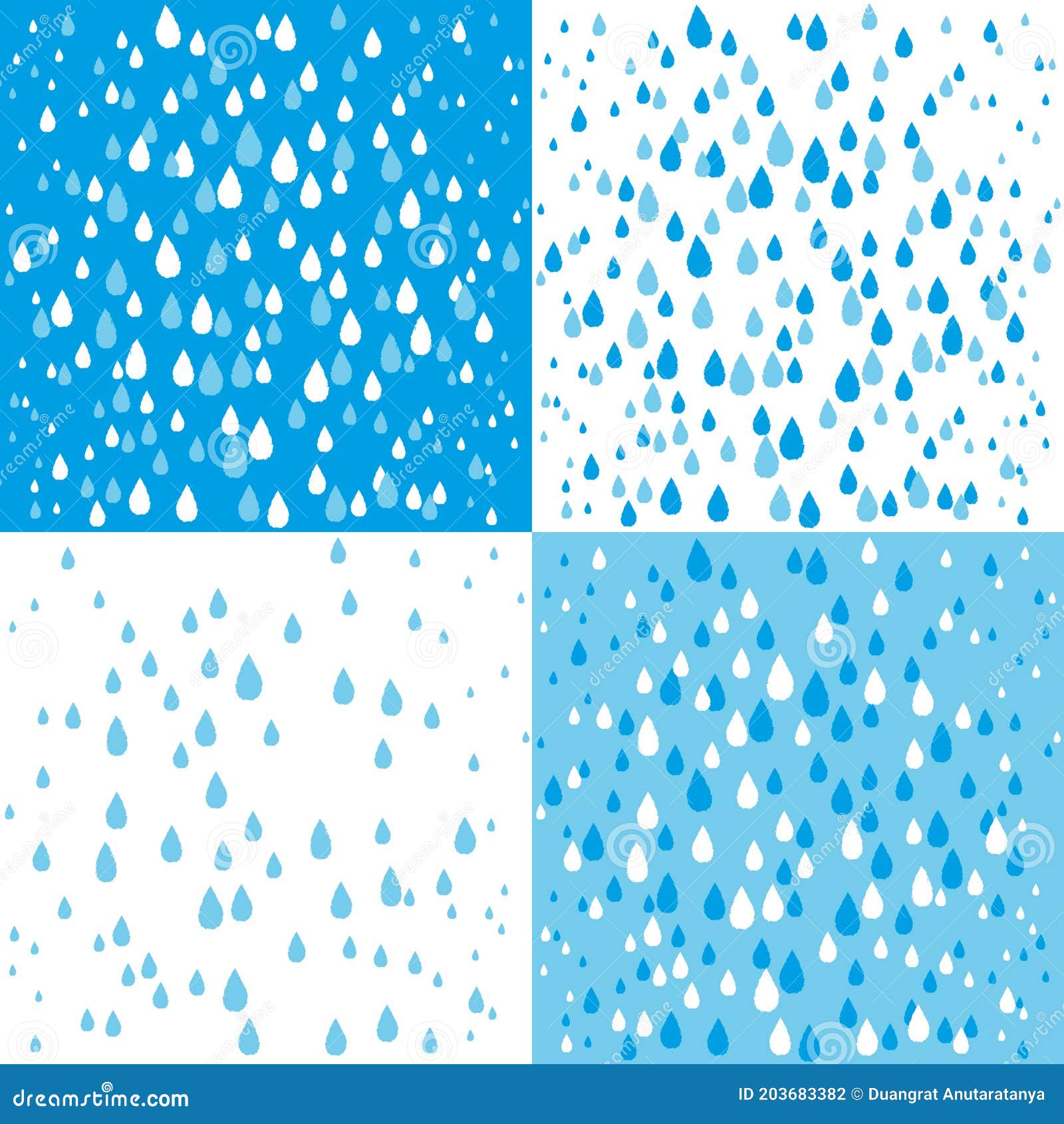 Drops of Rain Vector Pattern, Kids, Season of the Rain, Illustration ...