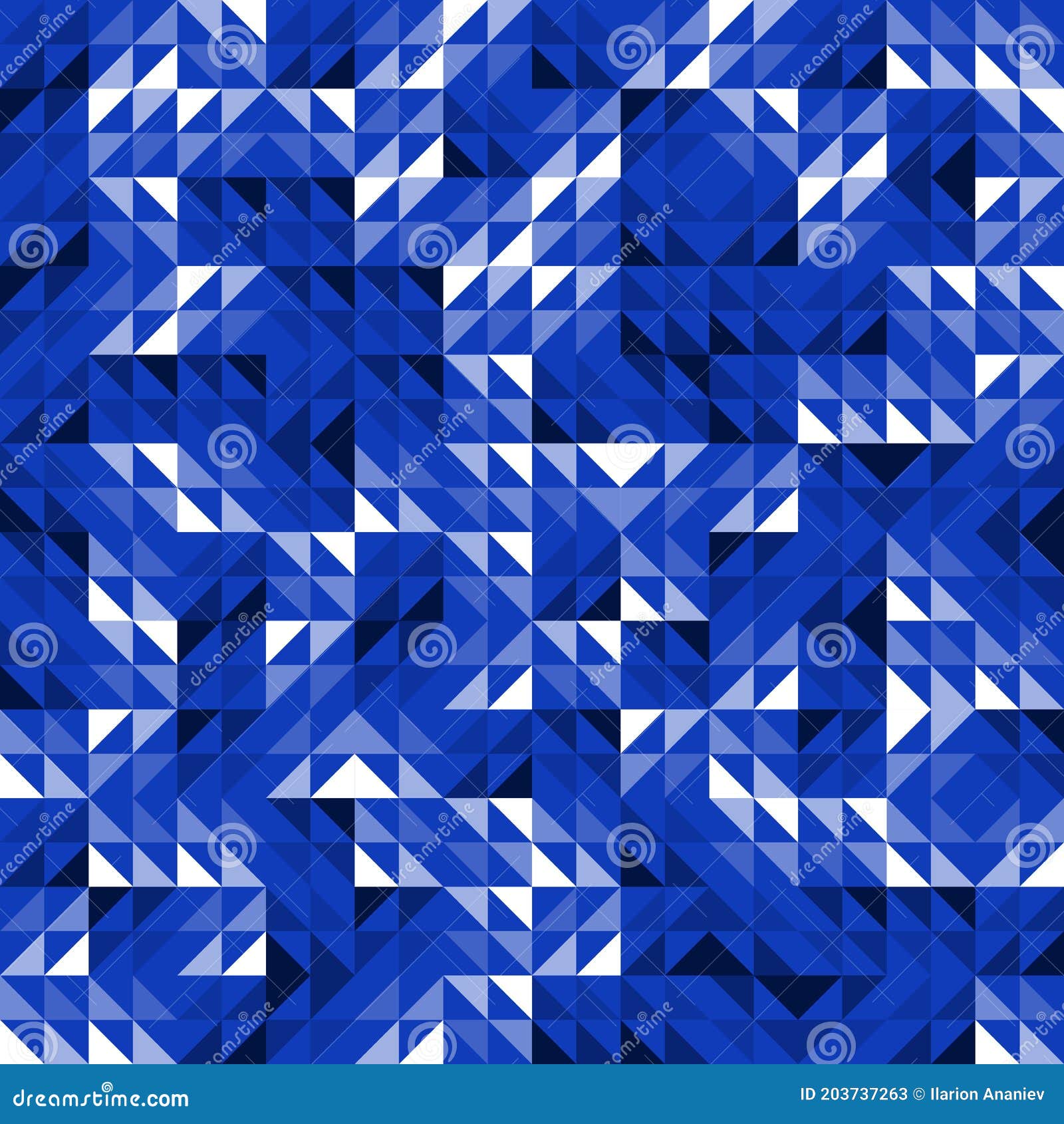 Seamless Blue Geometric Vector Pattern with Triangles. Modern and ...