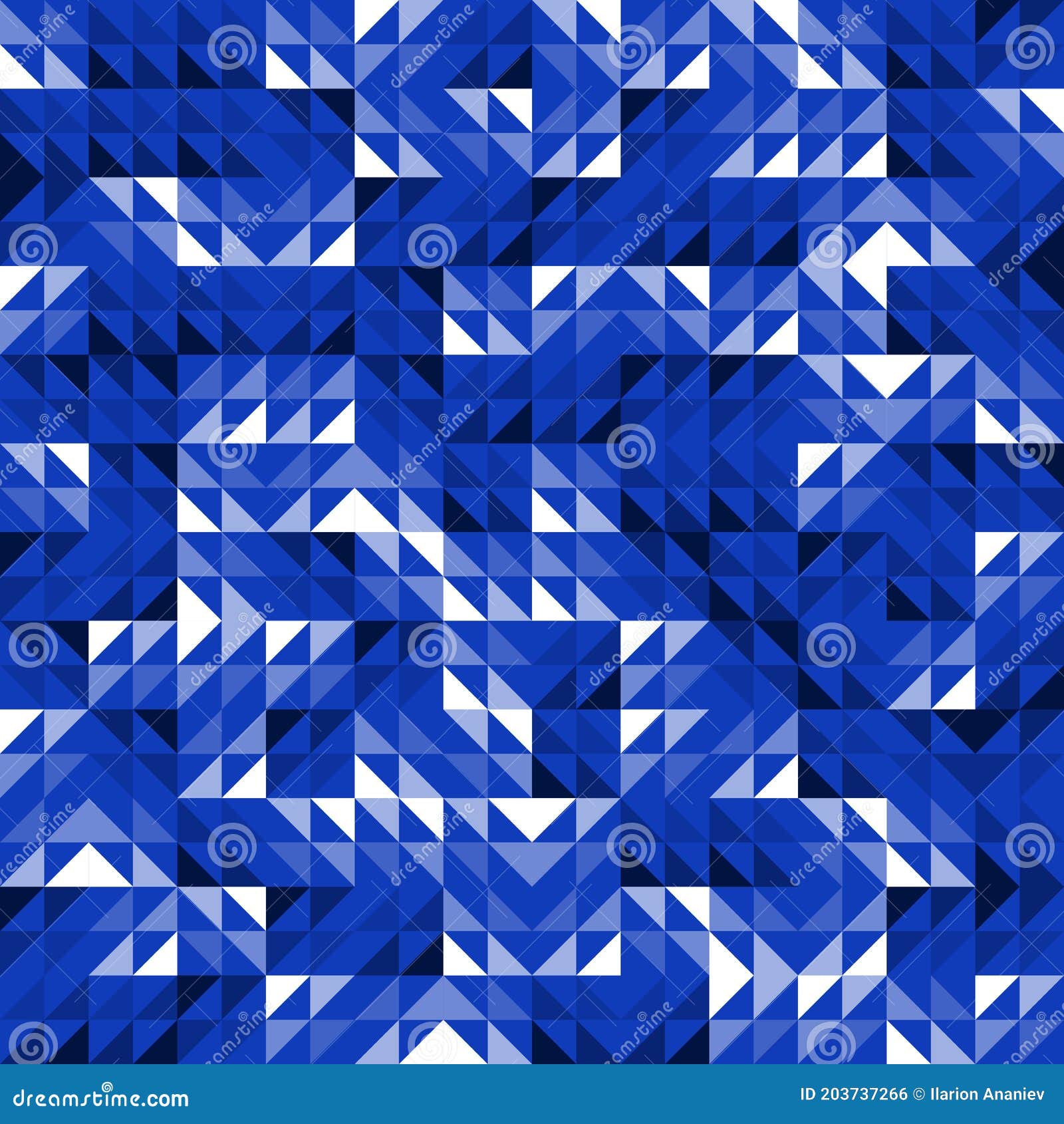 Seamless Blue Geometric Vector Pattern with Triangles. Modern and ...