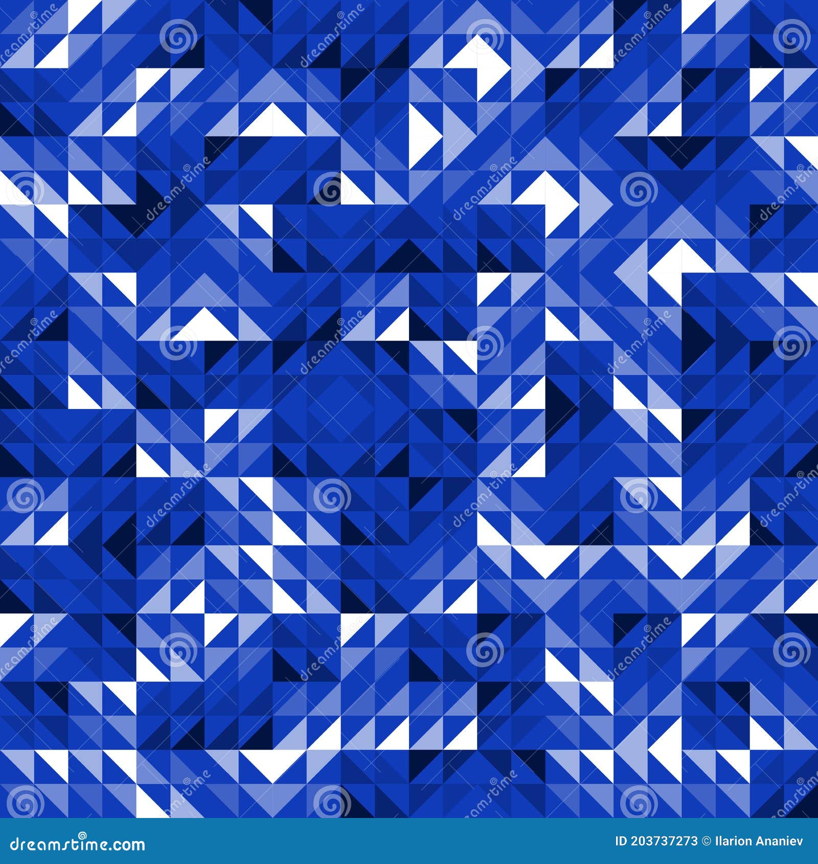 Seamless Blue Geometric Vector Pattern with Triangles. Modern and ...