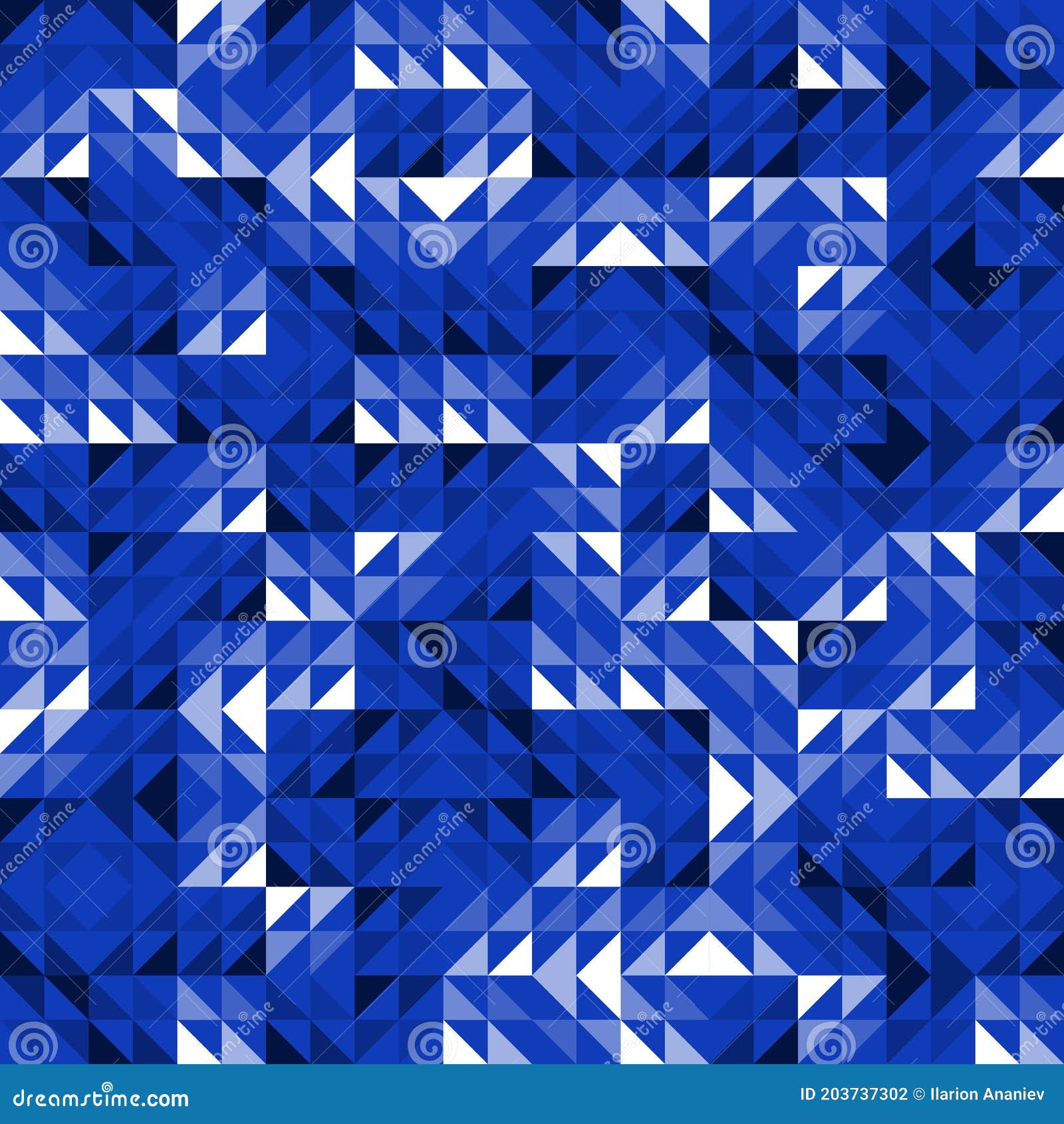 Seamless Blue Geometric Vector Pattern with Triangles. Modern and ...