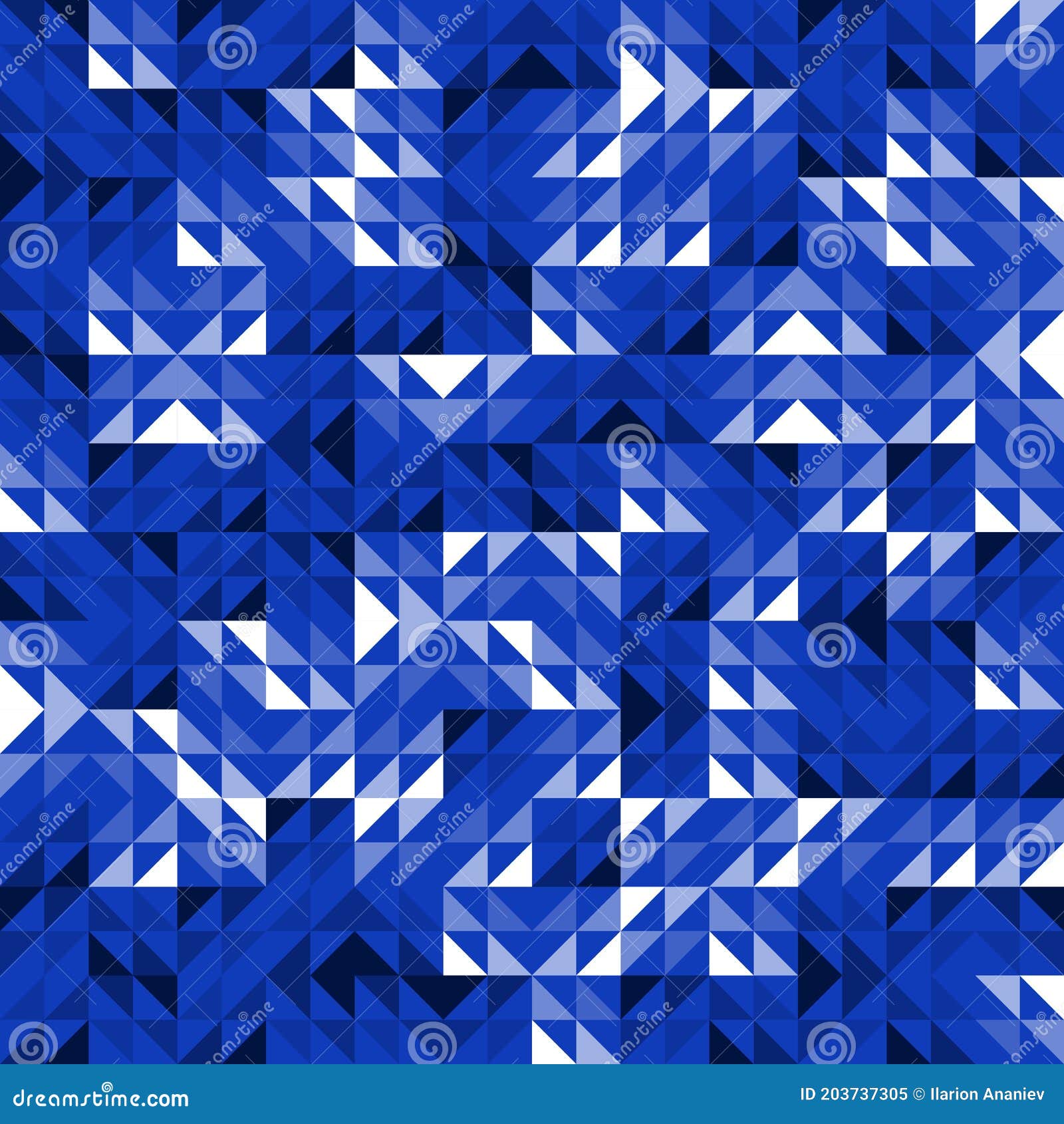 Seamless Blue Geometric Vector Pattern with Triangles. Modern and ...