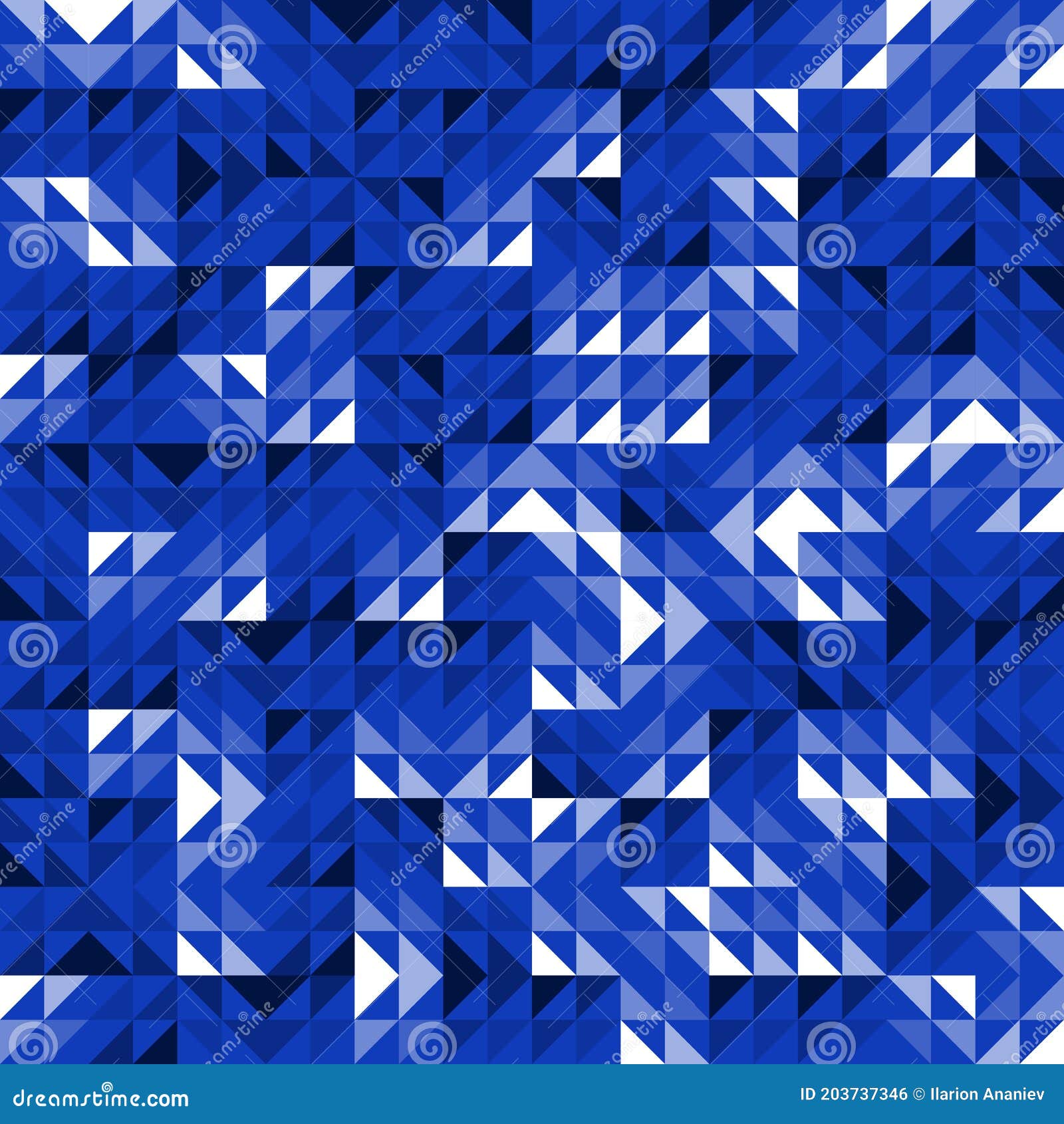 Seamless Blue Geometric Vector Pattern with Triangles. Modern and ...