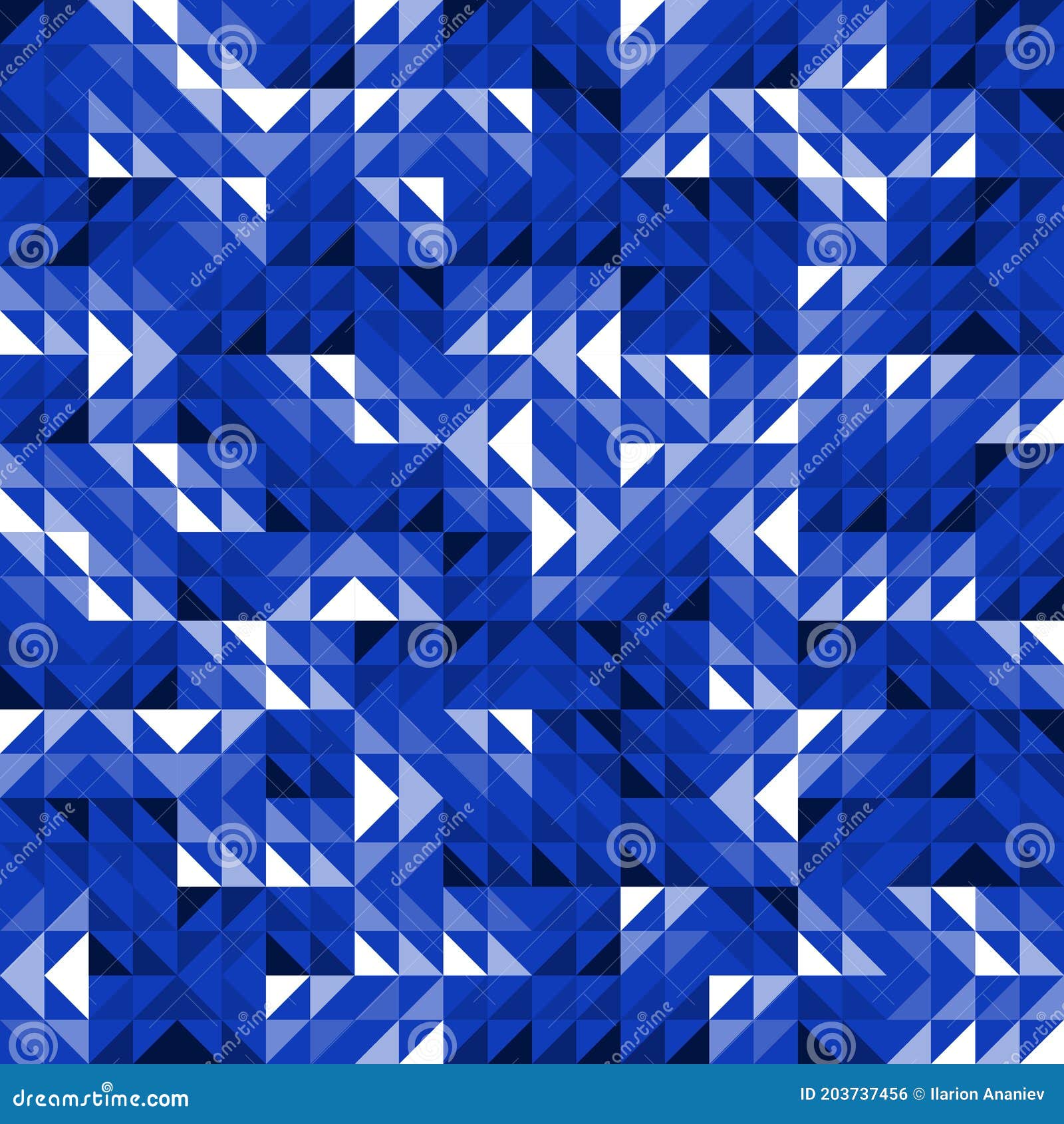 Seamless Blue Geometric Vector Pattern with Triangles. Modern and ...