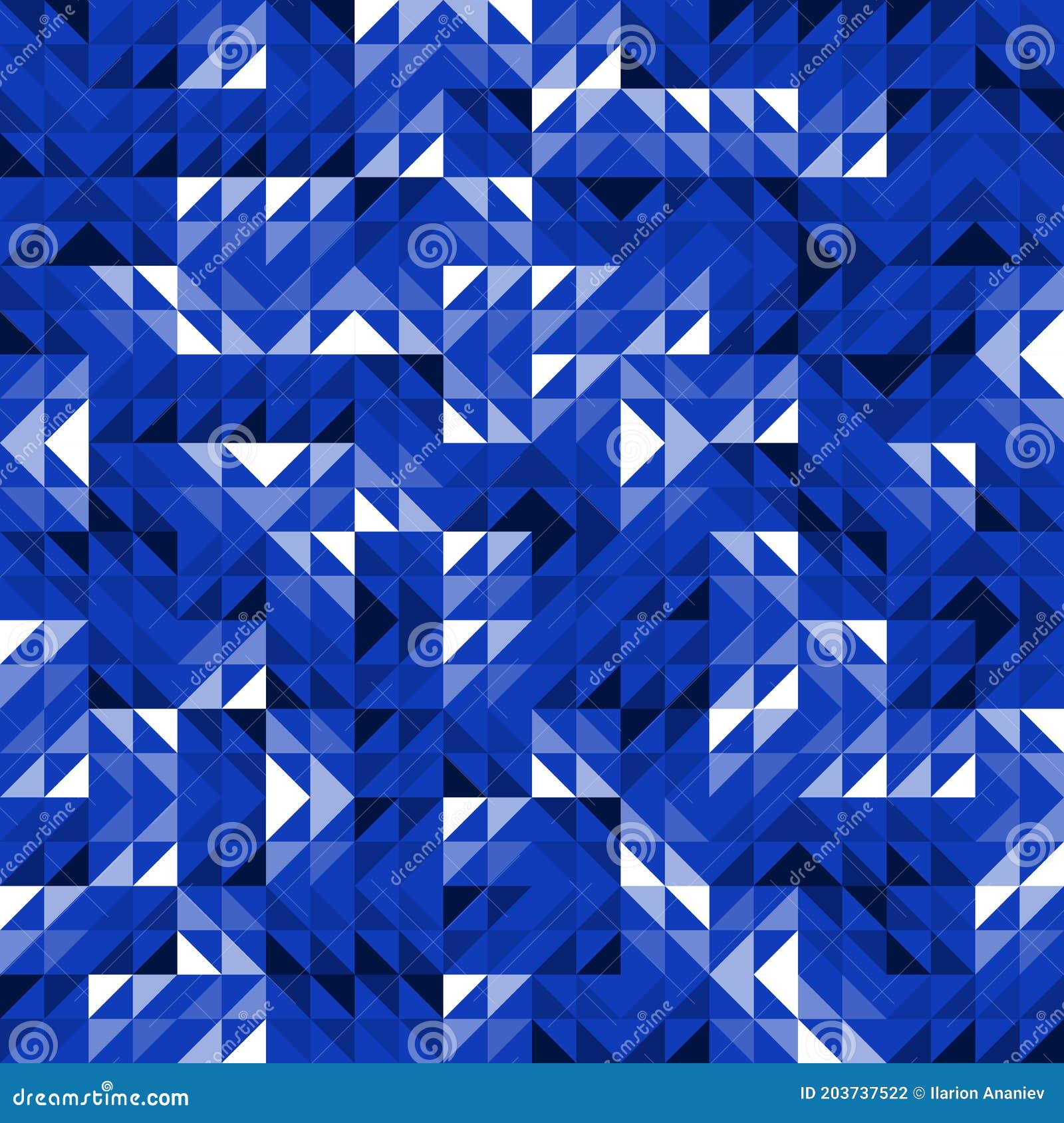 Seamless Blue Geometric Vector Pattern with Triangles. Modern and ...