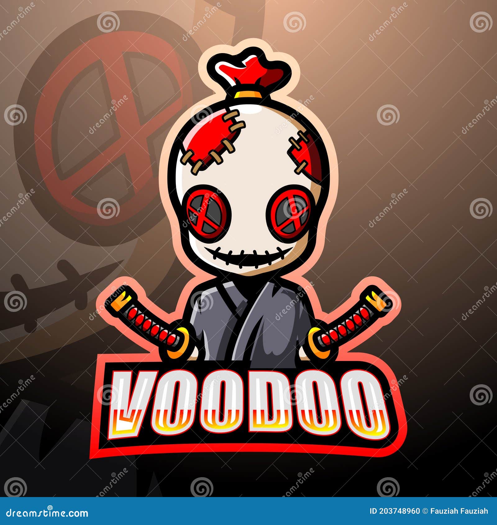 Voodoo Mascot Esport Logo Design Stock Vector - Illustration of knife ...