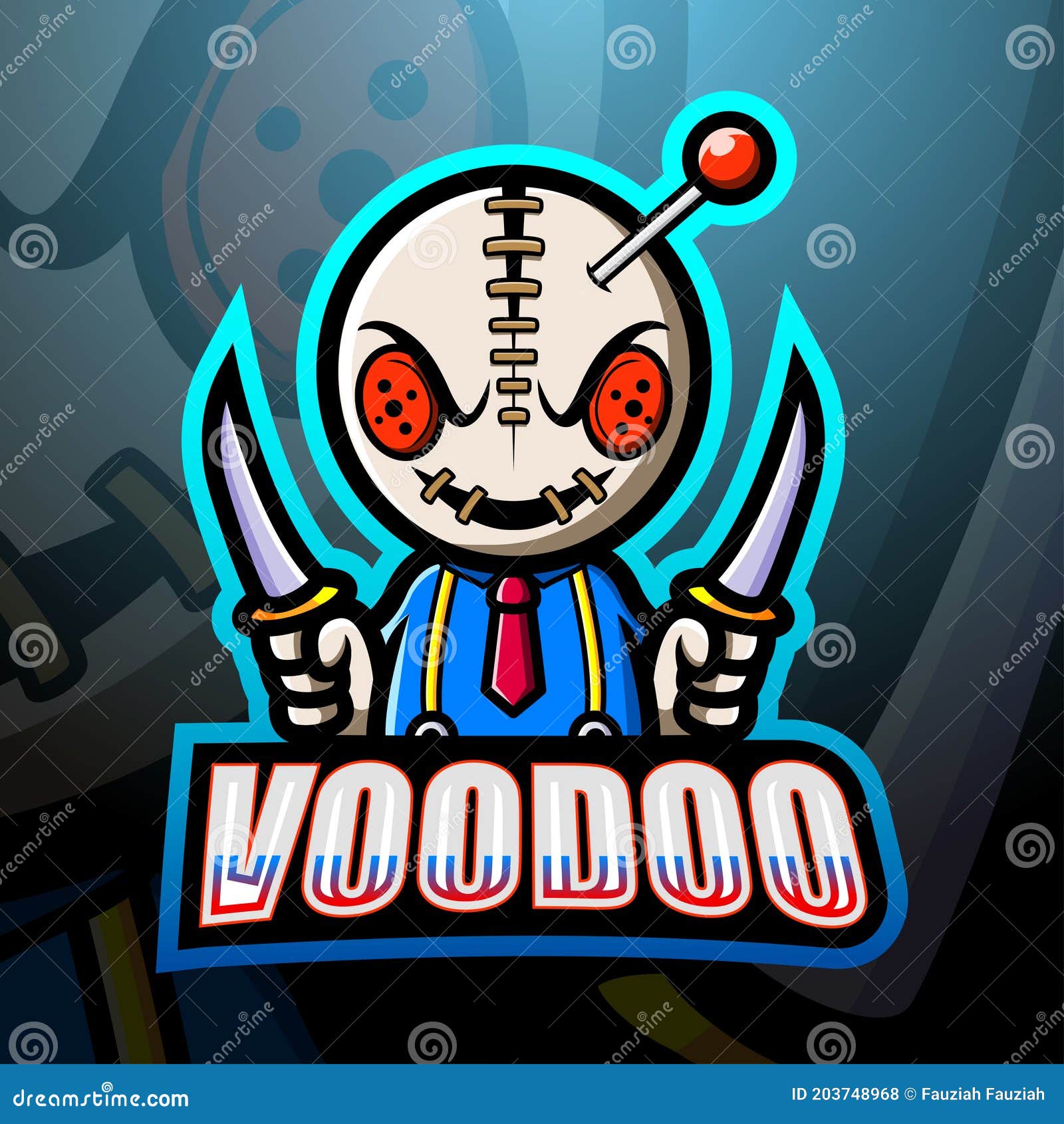 Voodoo Mascot Esport Logo Design Stock Vector - Illustration of needle ...