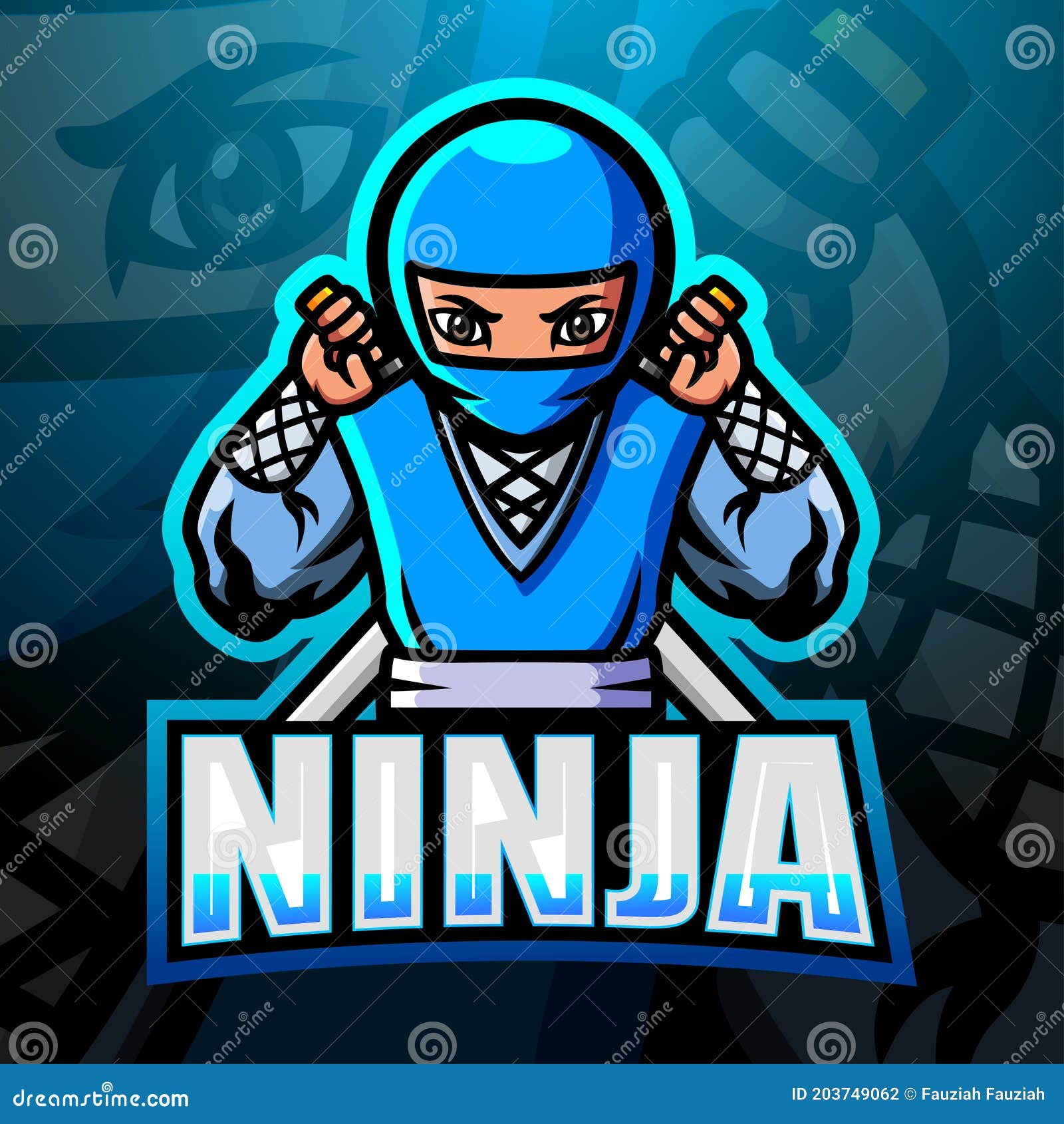 Ninja Mascot Esport Logo Design Stock Vector - Illustration of logo ...