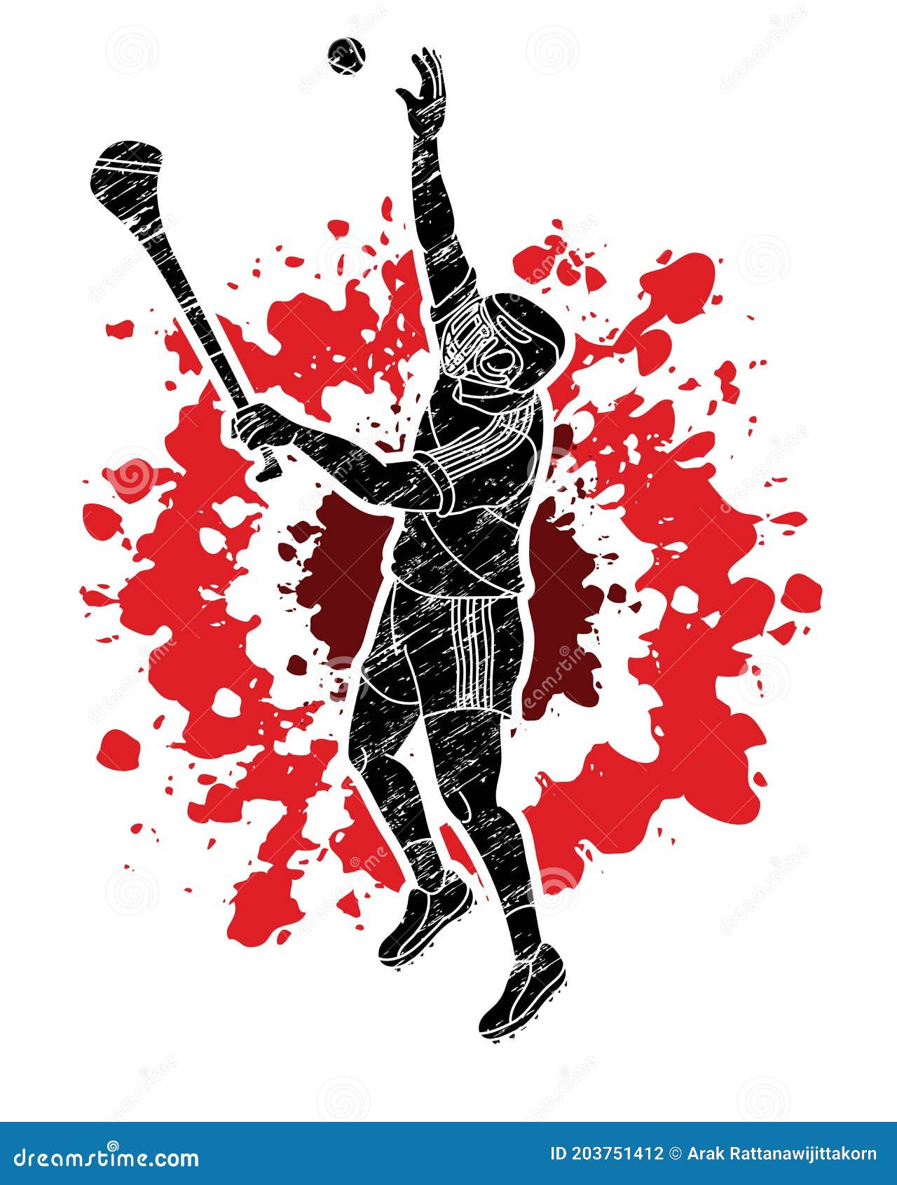 Hurling Sport Player Action. Irish Hurley Sport Cartoon Graphic Vector ...