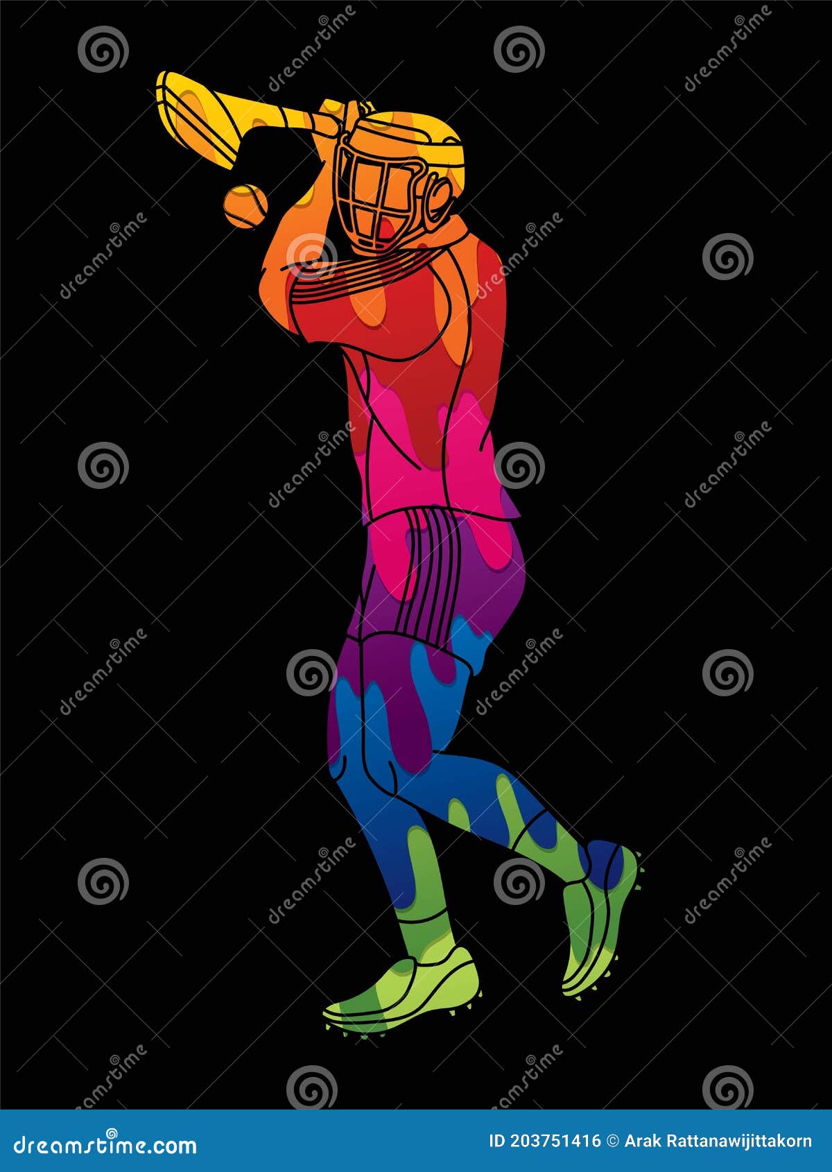 Hurling Sport Player Action. Irish Hurley Sport Cartoon Graphic Vector ...