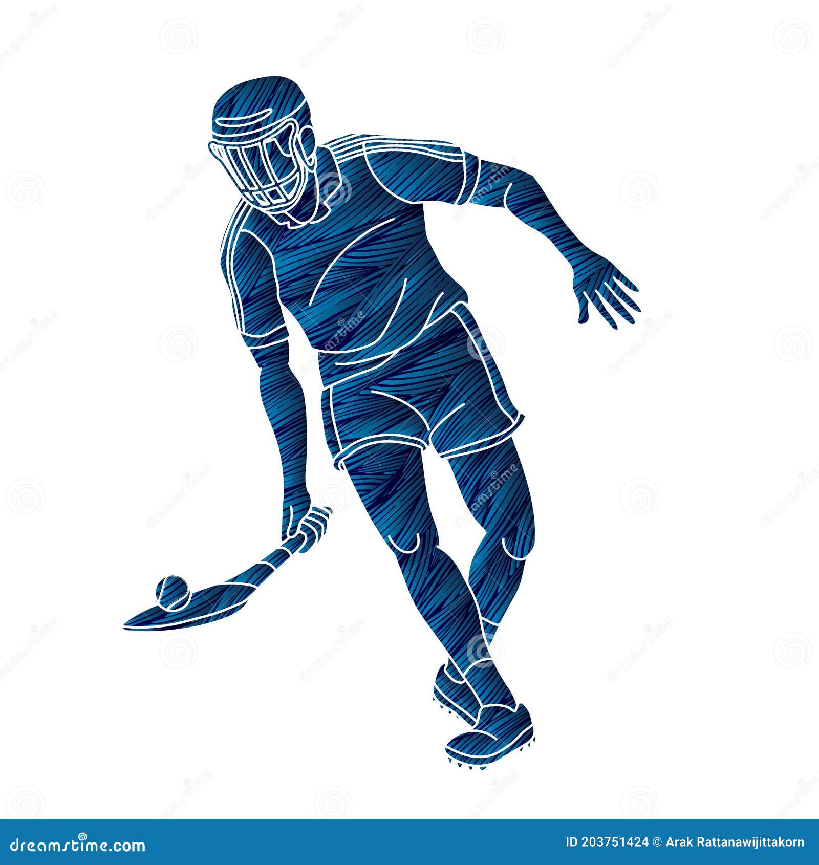 Hurling Sport Player Action. Irish Hurley Sport Cartoon Graphic Vector ...