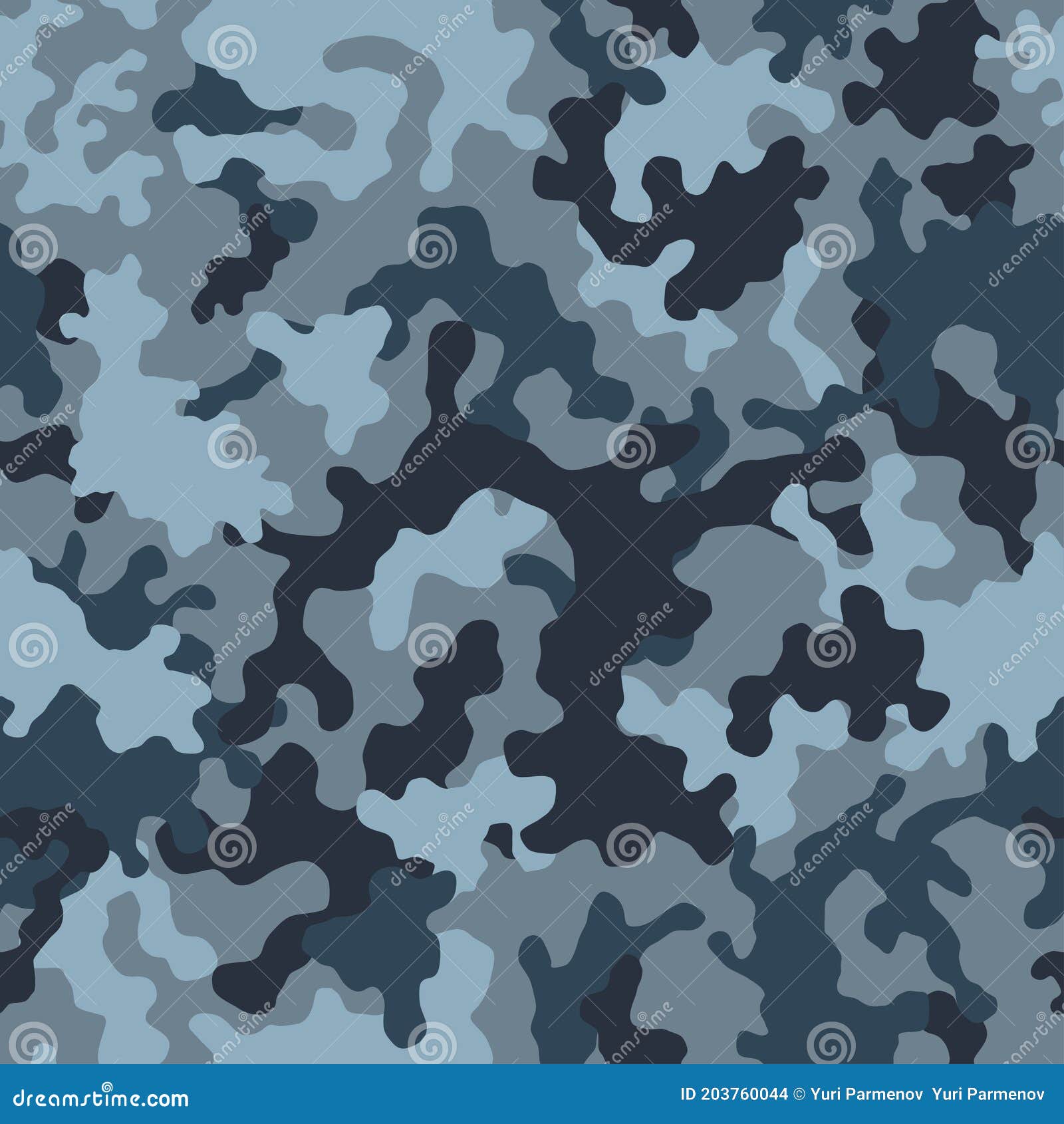 Vector Blue Camouflage Pattern Background Seamless. Classic Clothing ...