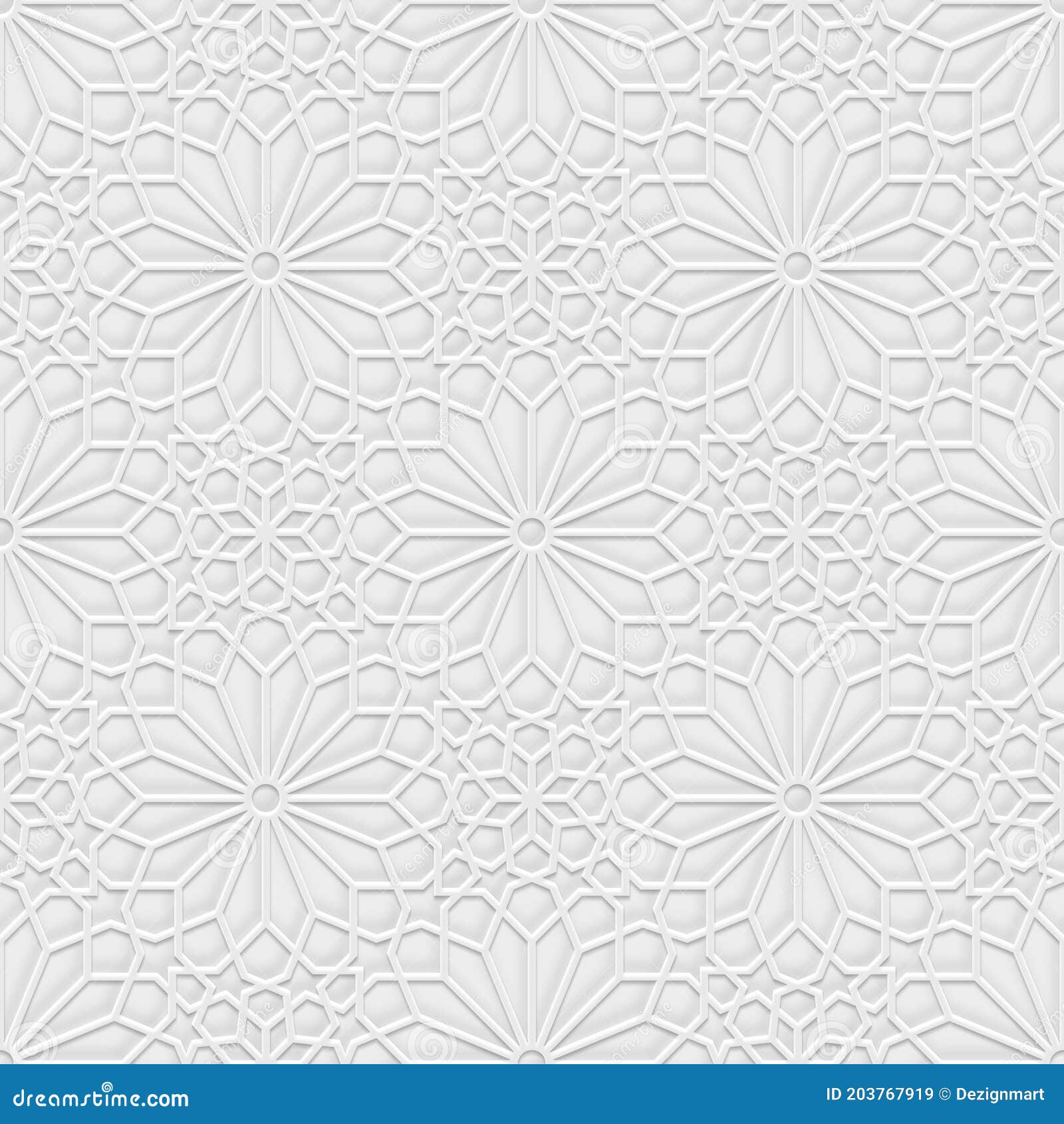 Grey Light Geometric Pattern in Arabic Style, Soft Emboss Background ...