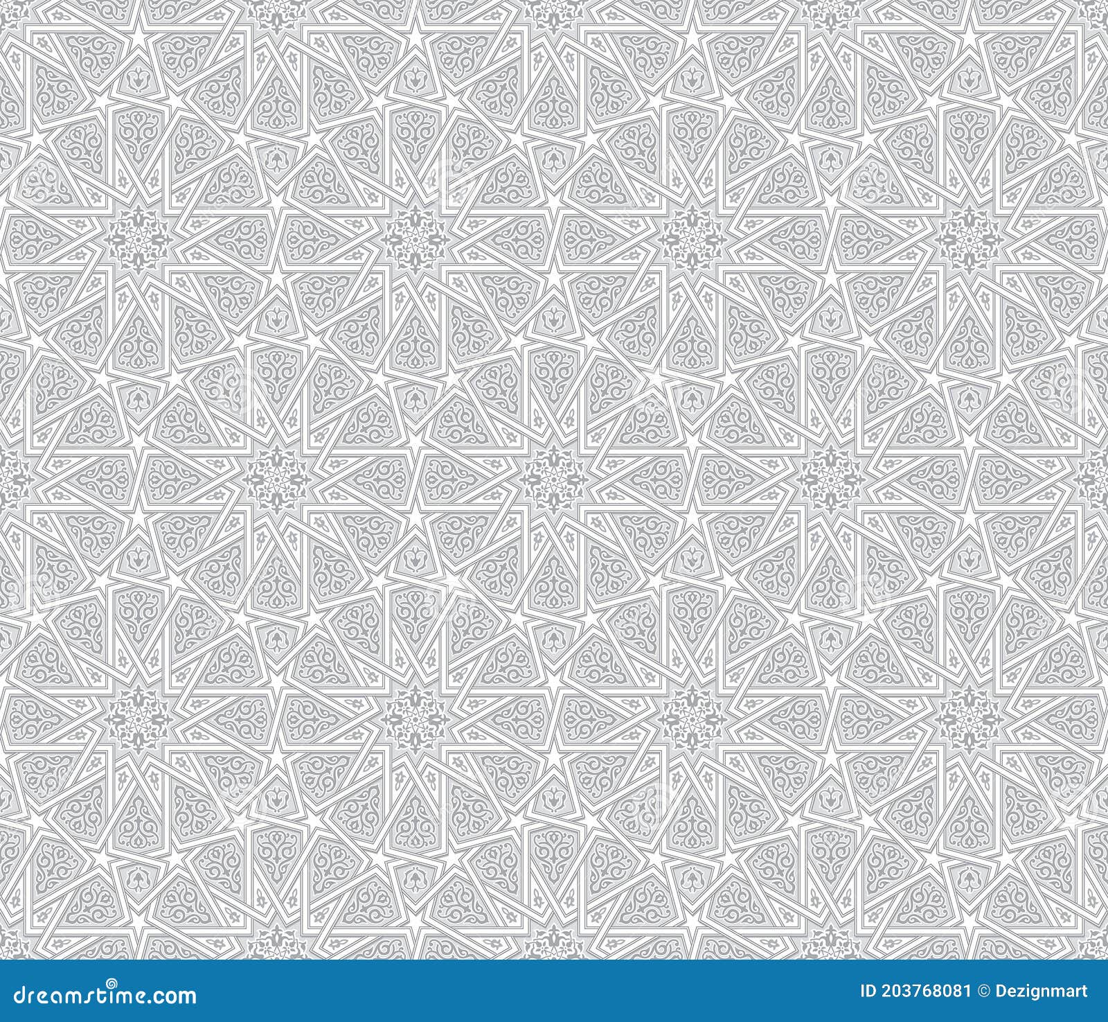 Arabesque Star Pattern, Light Grey Background, Vector Illustration ...