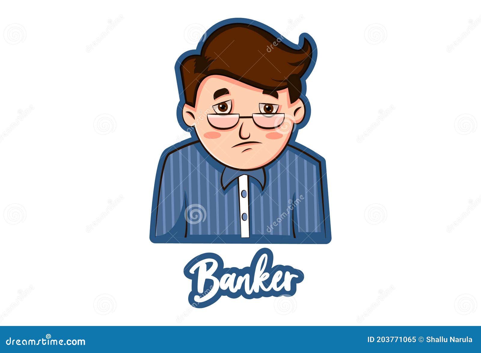 Banker With Glasses Flat Cartoon Illustration | CartoonDealer.com #91843041