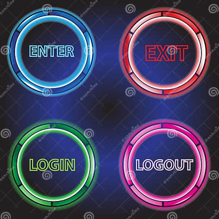 Neon Color Futuristic Button Set Stock Vector - Illustration of ...