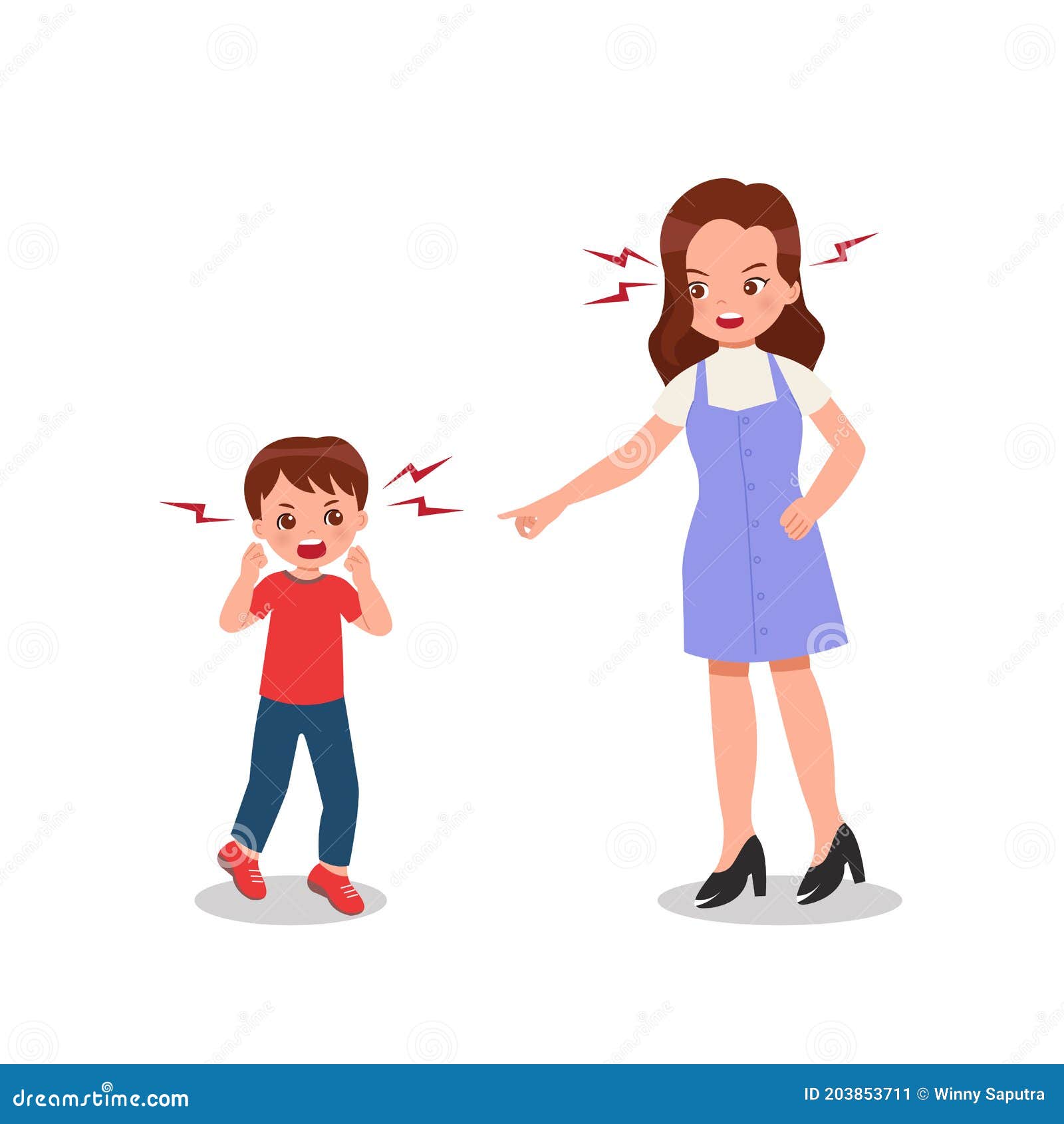 Mother Pointing at Her Son. Fight and Argue between Parent and Children ...