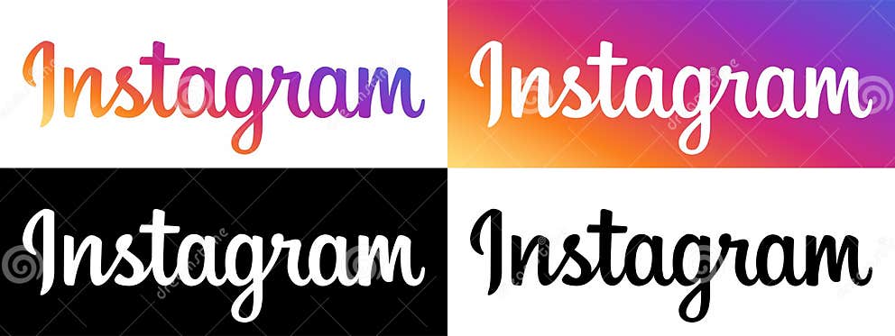 Instagram Text Logo - Vector Set Collection - Black Silhouette and ...