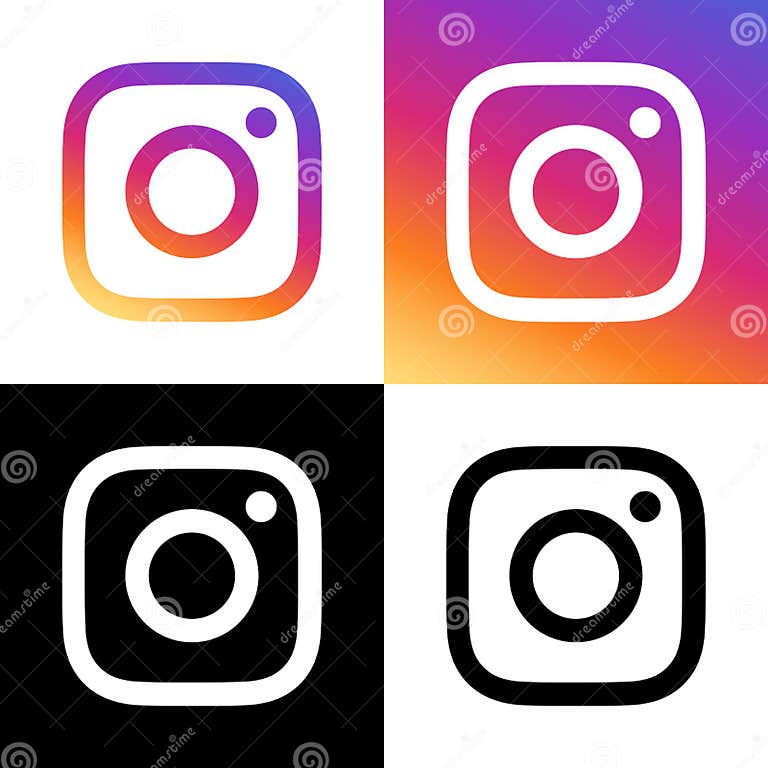 Instagram Logo - Vector - Set Collection - Black Silhouette Shape and ...