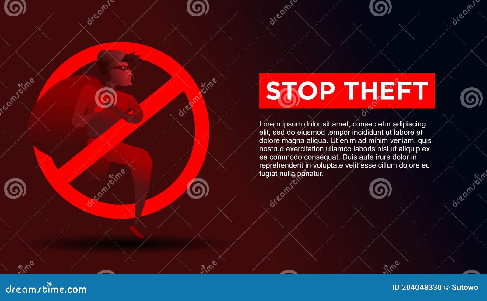 Stop Theft. Thief Inside Stop Icon. Business Metaphor for Stop Cyber ...