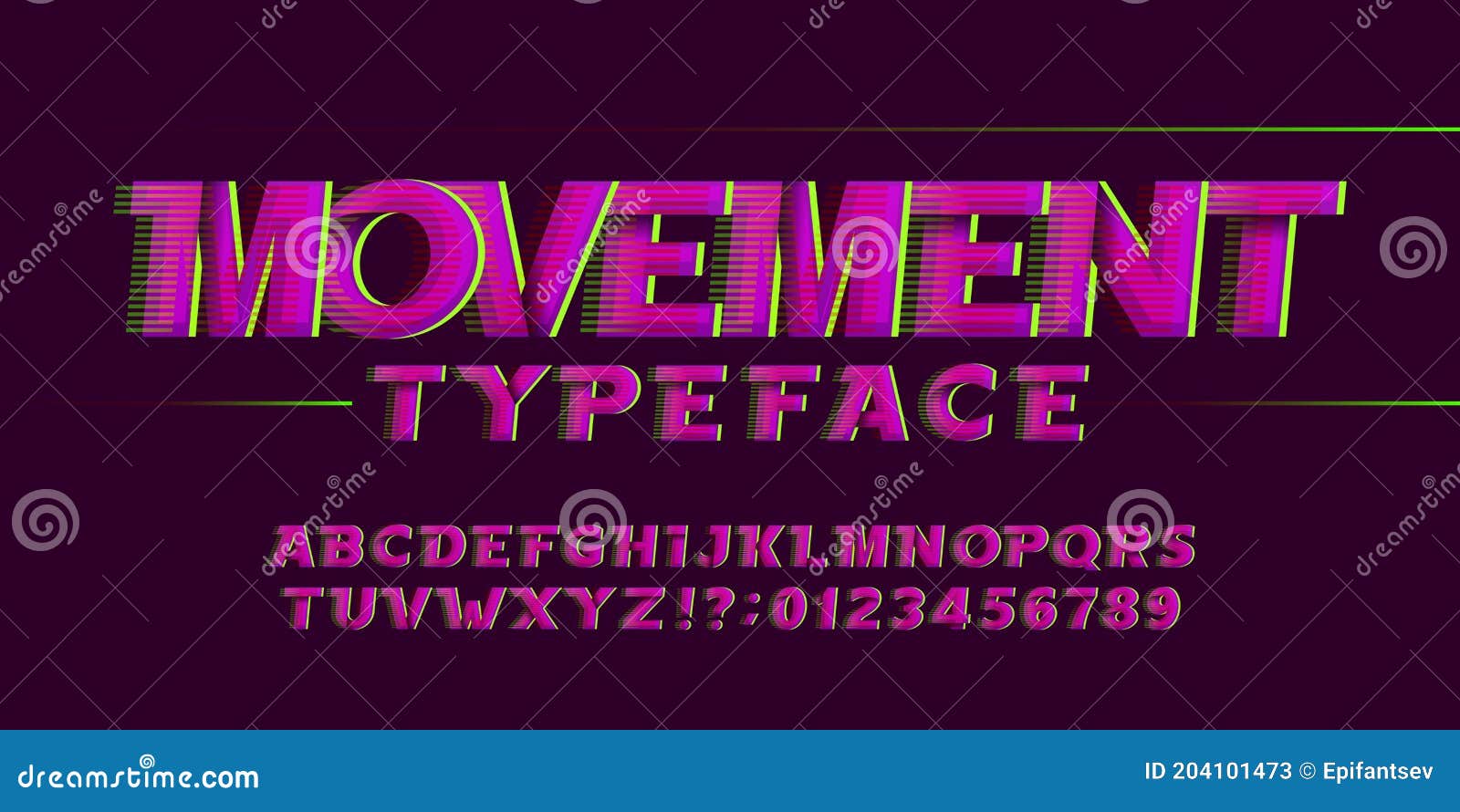 Movement Alphabet Font. High Speed Effect Letters and Numbers Stock ...