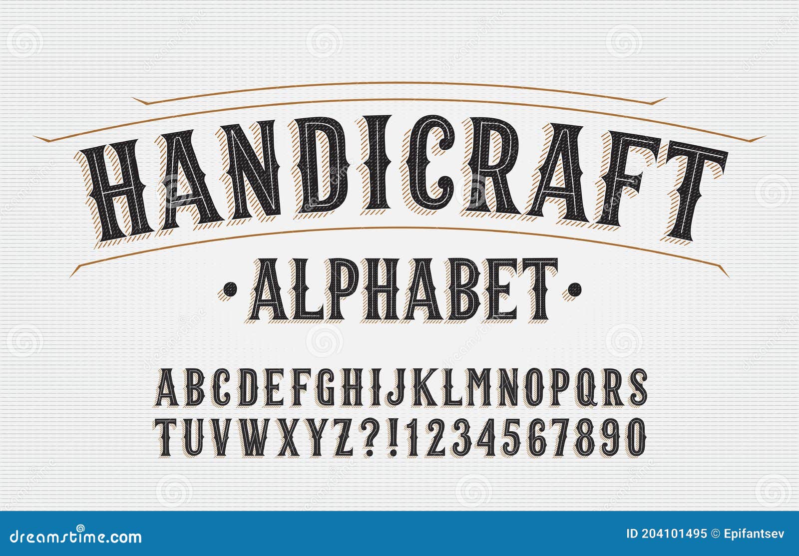 Handicraft Alphabet Font. Hand Drawn Letters and Numbers Stock Vector ...