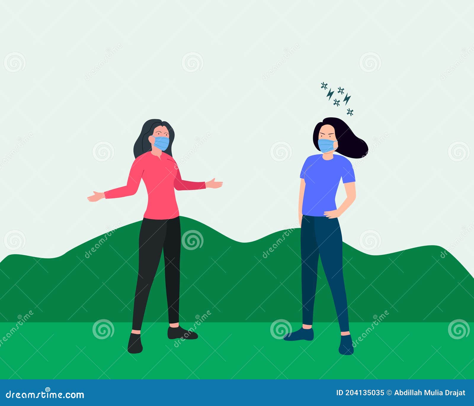 Two Women Arguing with Each Othe Stock Vector - Illustration of park ...