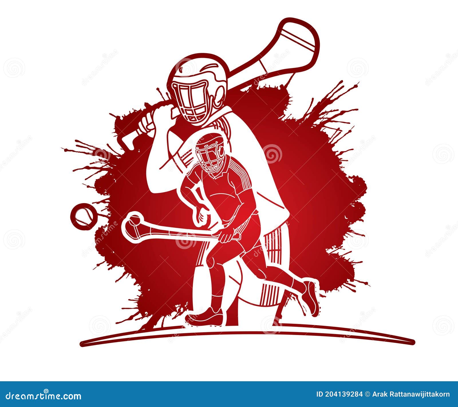 Hurling Sport Player Action. Irish Hurley Sport Cartoon Graphic Vector ...