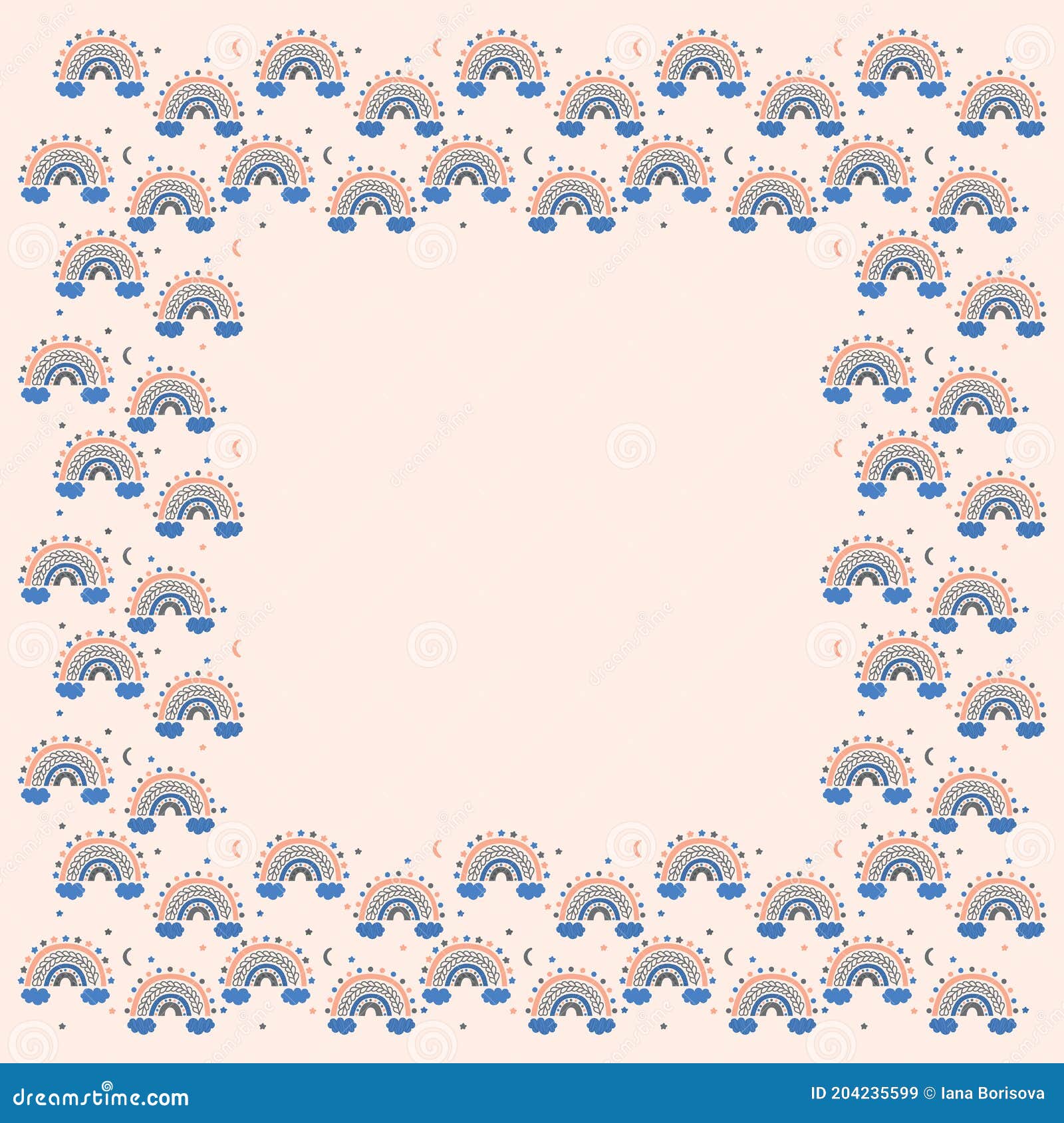 Square Frame of Abstract Decorative Rainbow Decorated with Stars ...