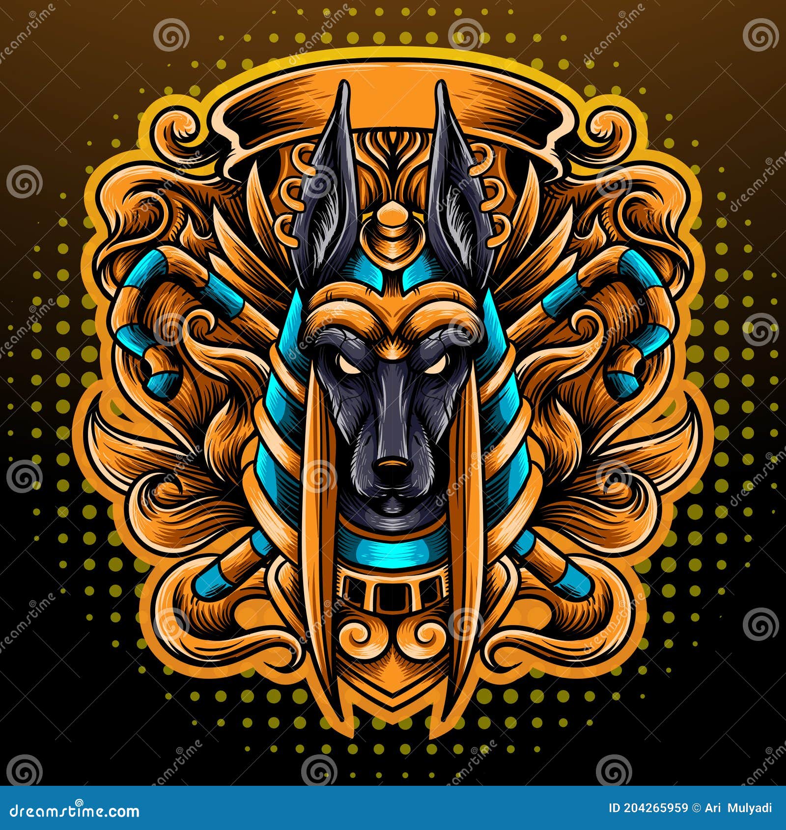 Anubis Head Vector Illustration Isolated On White Background ...