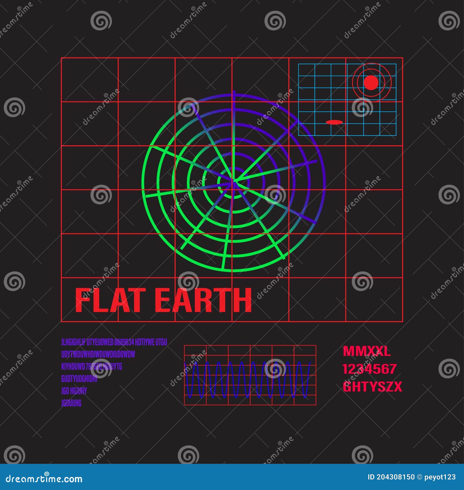 Graphic Tee Design with Radar and Digital Style Stock Vector ...